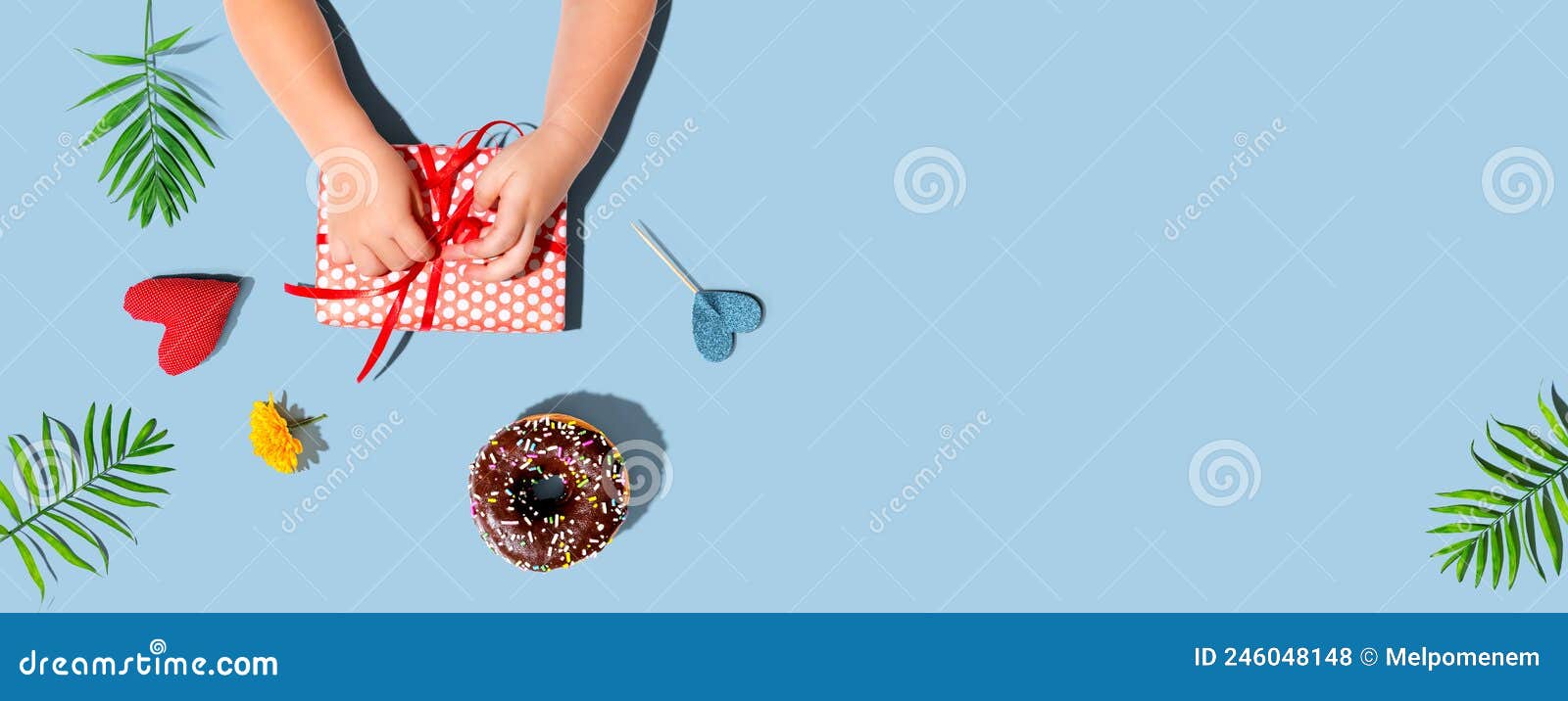 Little Boy Making a Gift Box Stock Photo - Image of ribbon, children ...