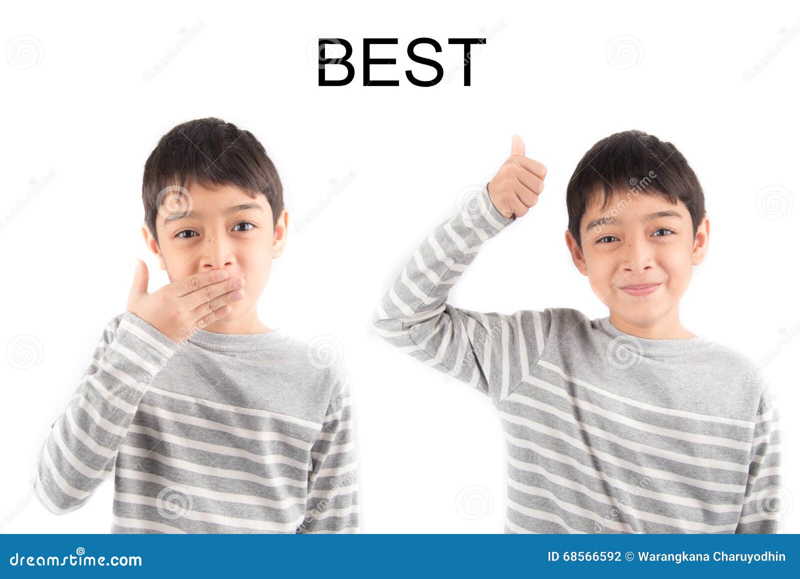 Little Boy Making Hand Sign BEST ASL Sign Language Stock Photo - Image ...