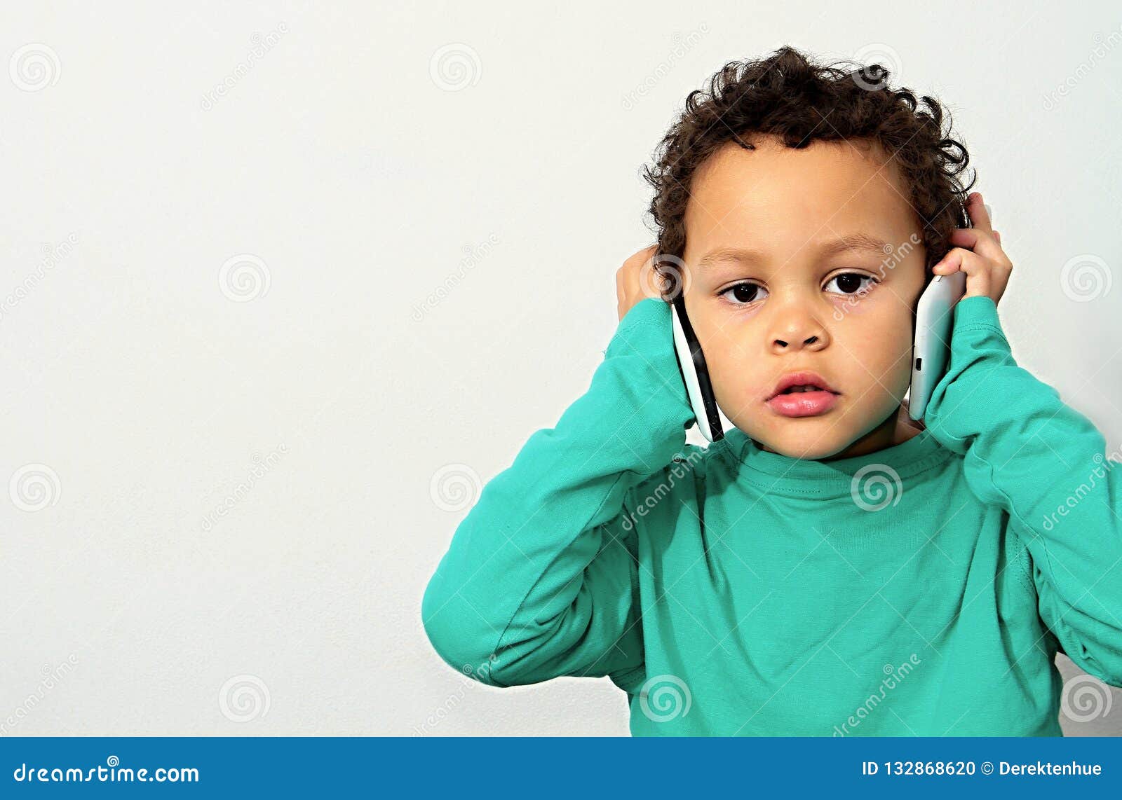 Little Boy Making a Phone Call Stock Photo - Image of closeup ...