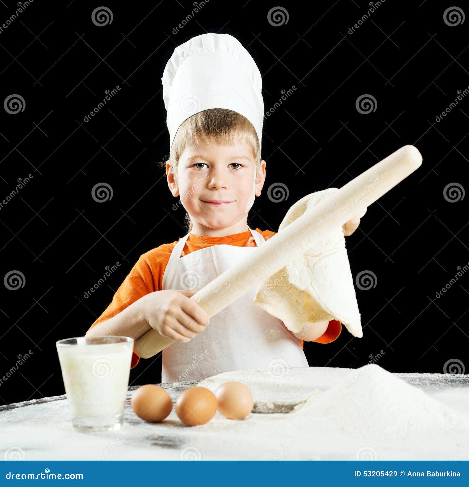 Little Boy Making Pizza or Pasta Dough. Stock Image - Image of cooking ...