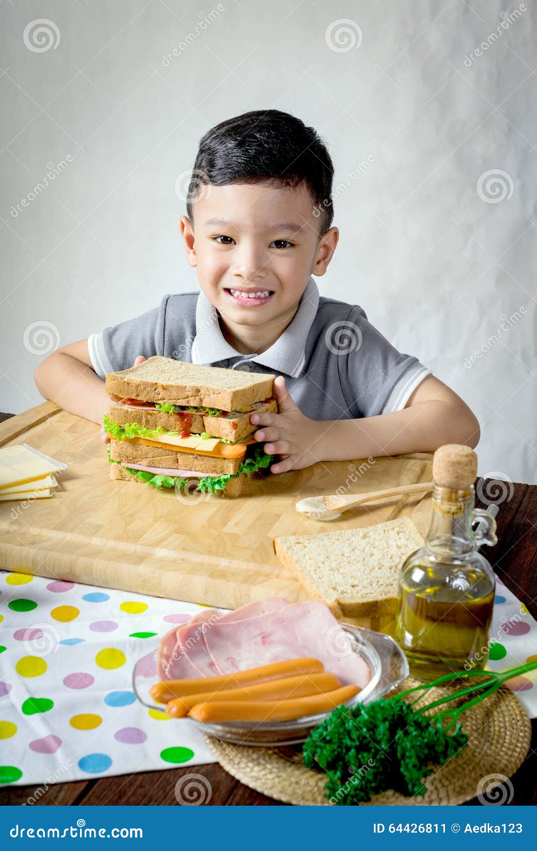 Little Boy Making a Sandwich Stock Image - Image of cool, cheese: 64426811