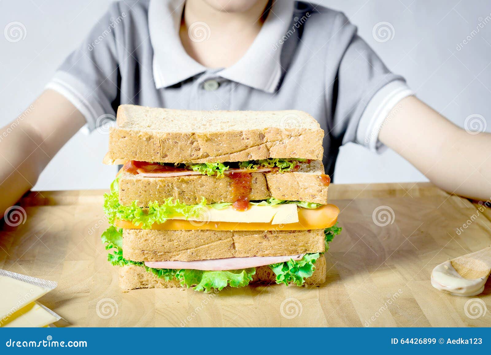 Little Boy Making a Sandwich Stock Image - Image of middle, people ...