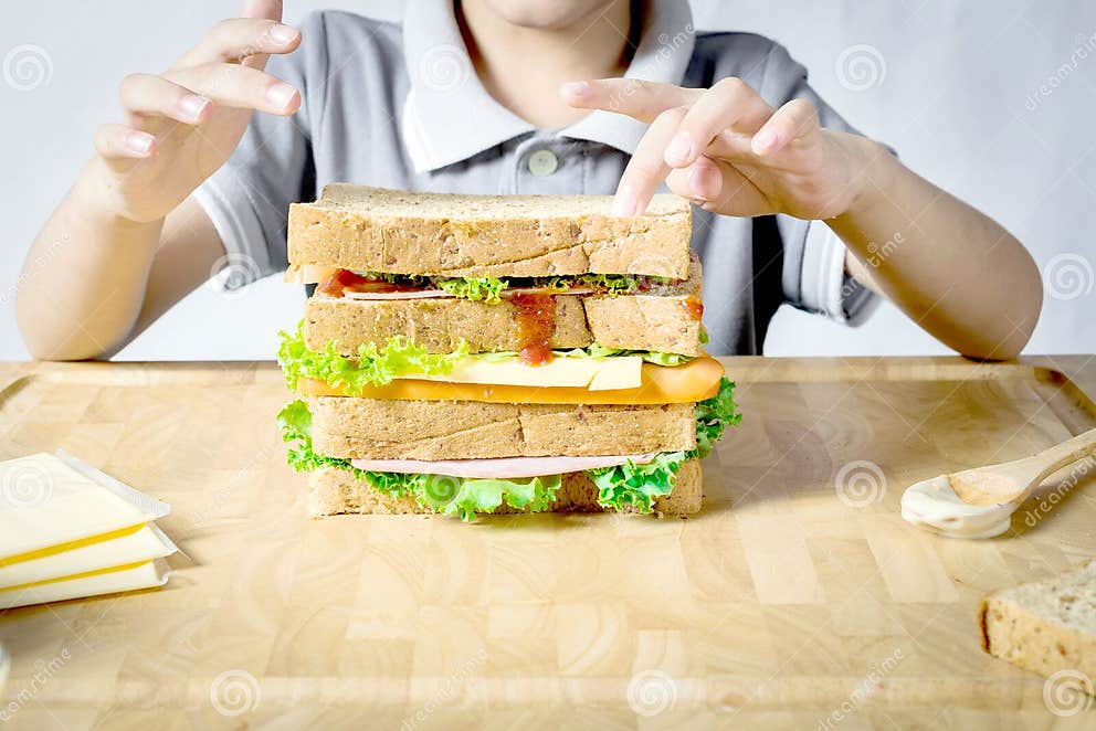 Little Boy Making a Sandwich Stock Photo - Image of sandwich, inside ...