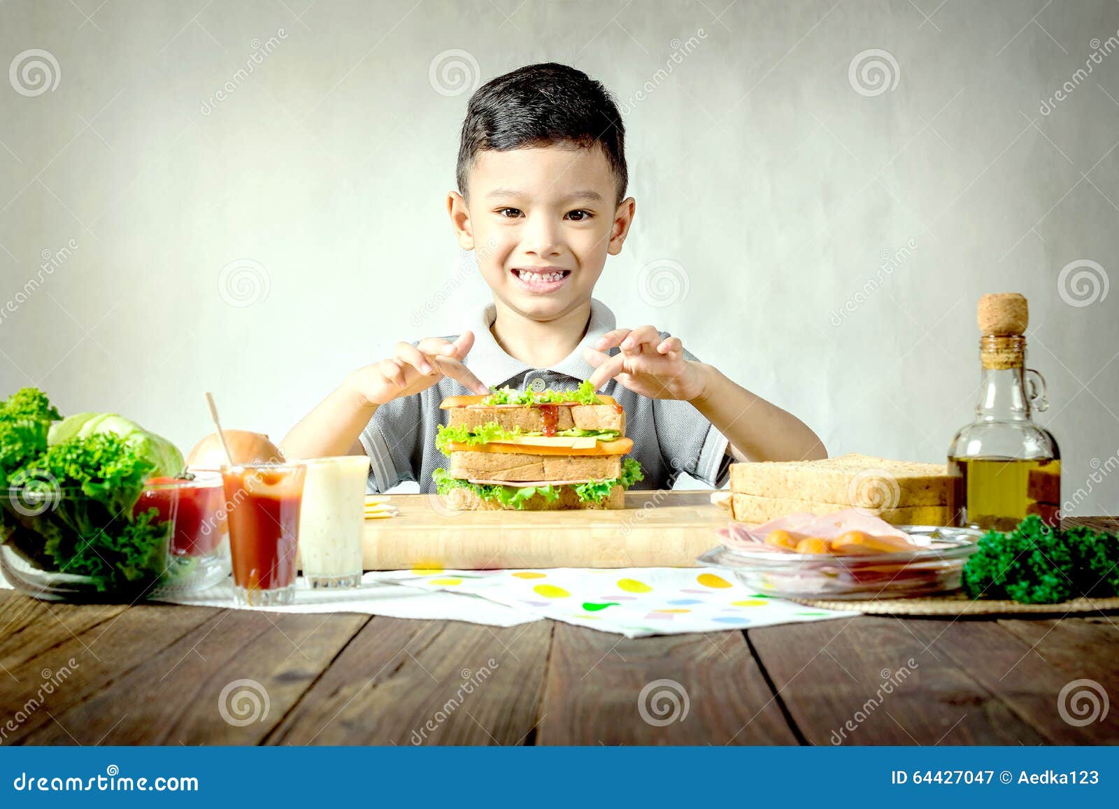 Little Boy Making a Sandwich Stock Image - Image of hunger, sandwich ...