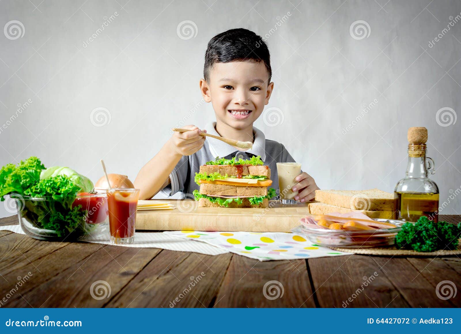 Little Boy Making a Sandwich Stock Photo - Image of caucasian, sandwich ...