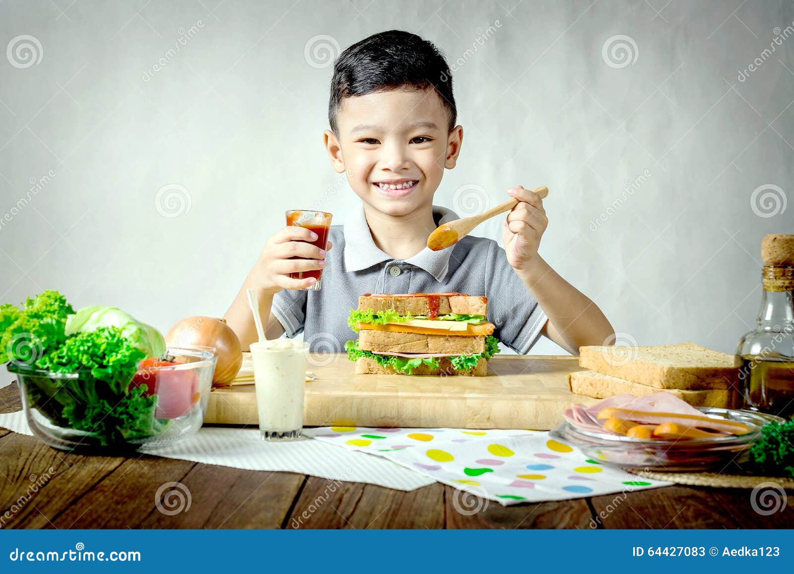 Little Boy Making a Sandwich Stock Image - Image of blond, pride: 64427083