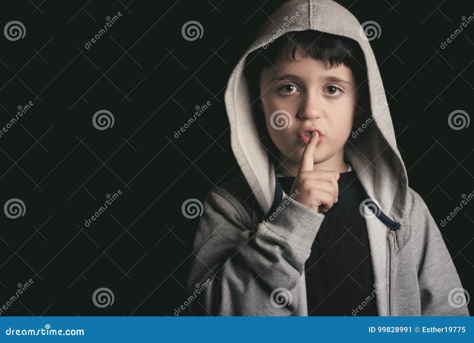 Little Boy Making Silence Gesture Stock Image - Image of communication ...