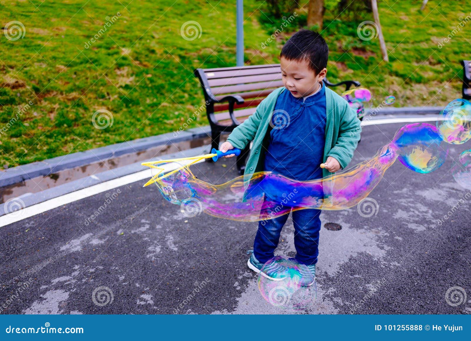 Little Boy Making Soap Bubbles Stock Photo - Image of little, soap ...