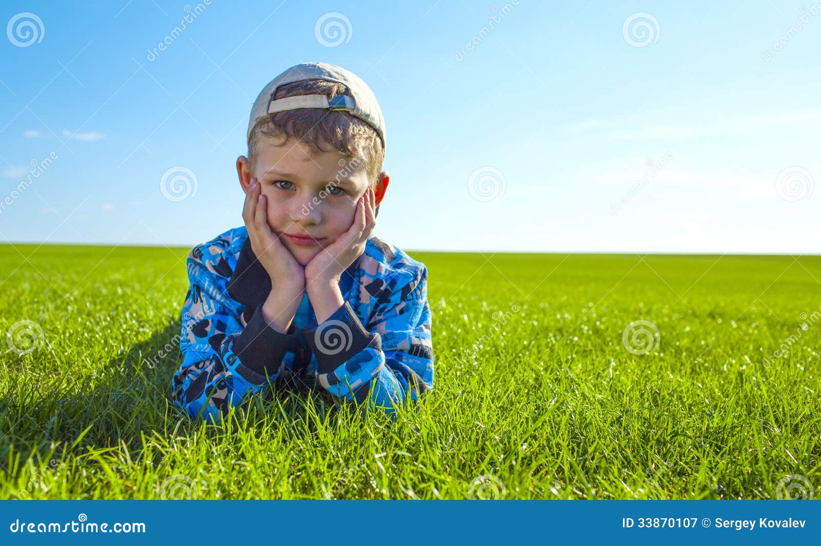 Little boy on meadow stock image. Image of happy, male - 33870107