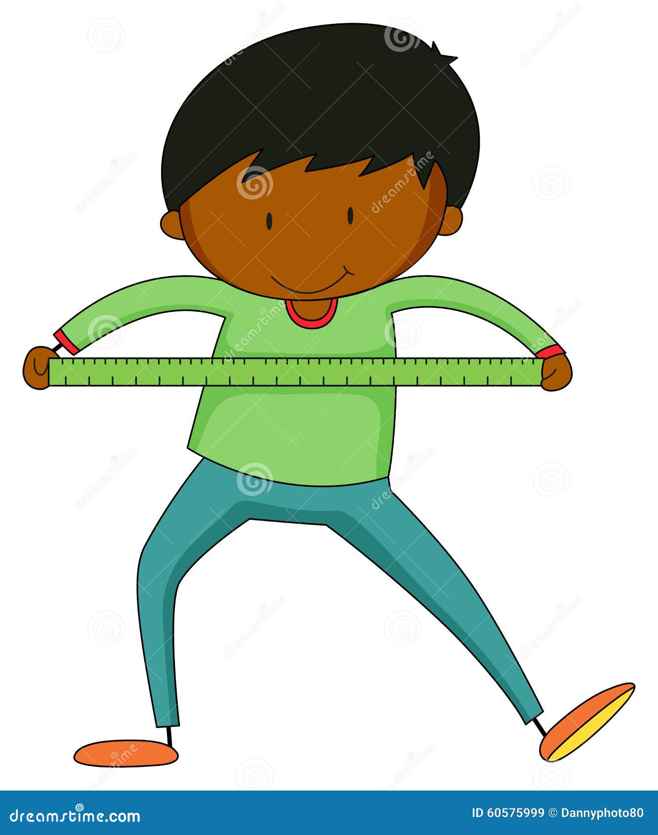 Little Boy Measuring with Ruler Stock Vector - Illustration of youth ...