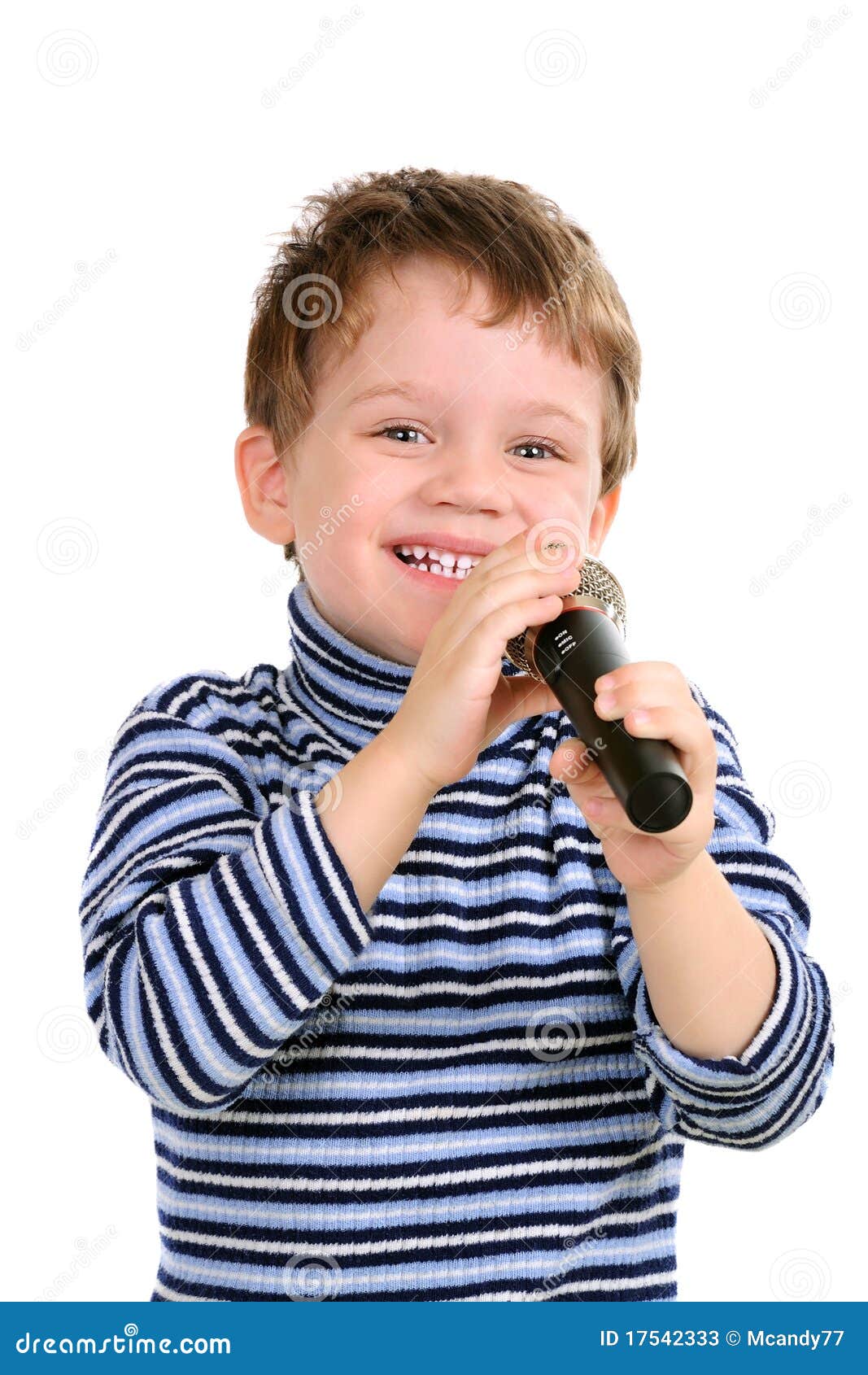 Little Boy with a Microphone Stock Image - Image of education ...