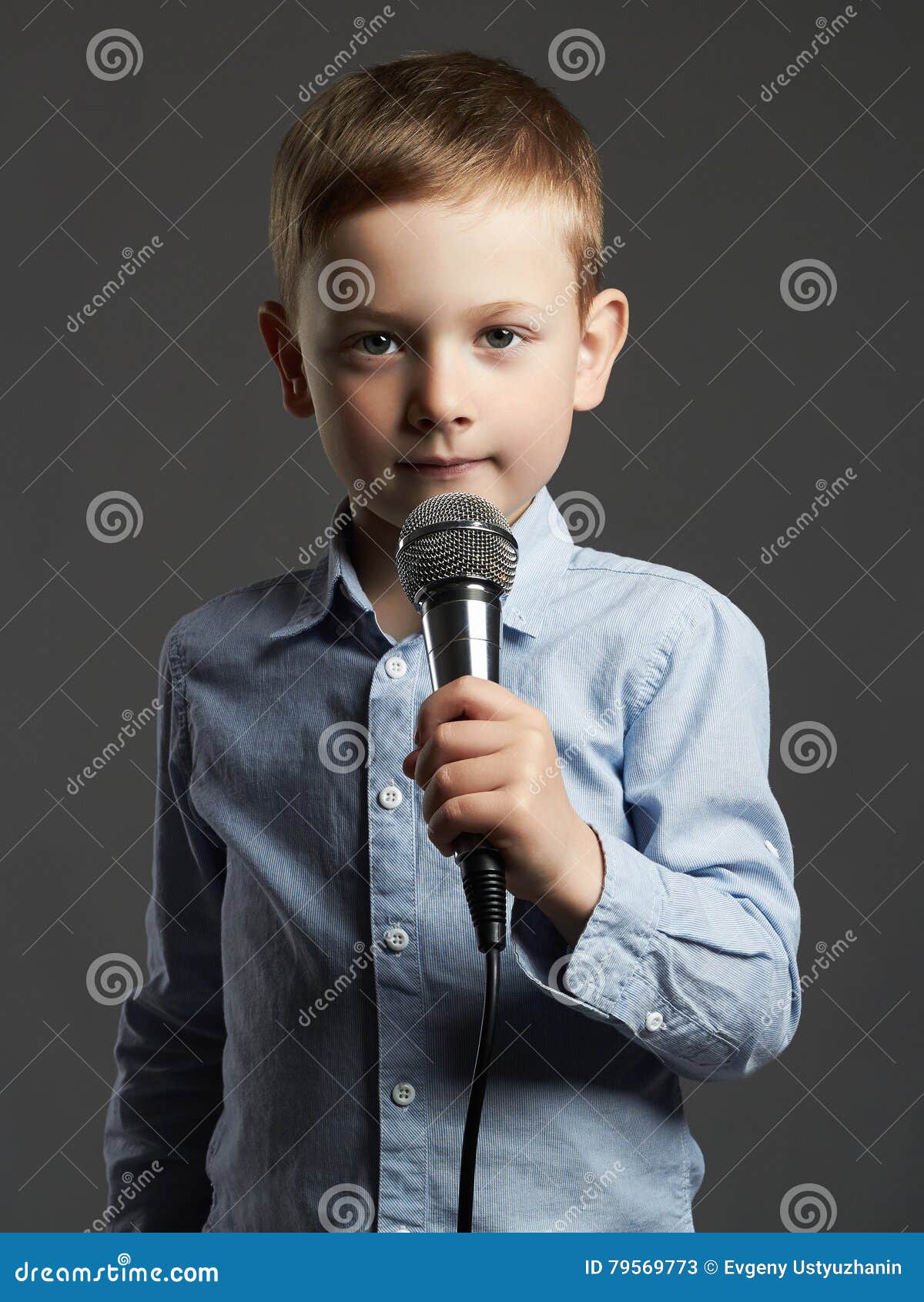 Little Boy with Microphone.child Singing in Karaoke Stock Image - Image ...