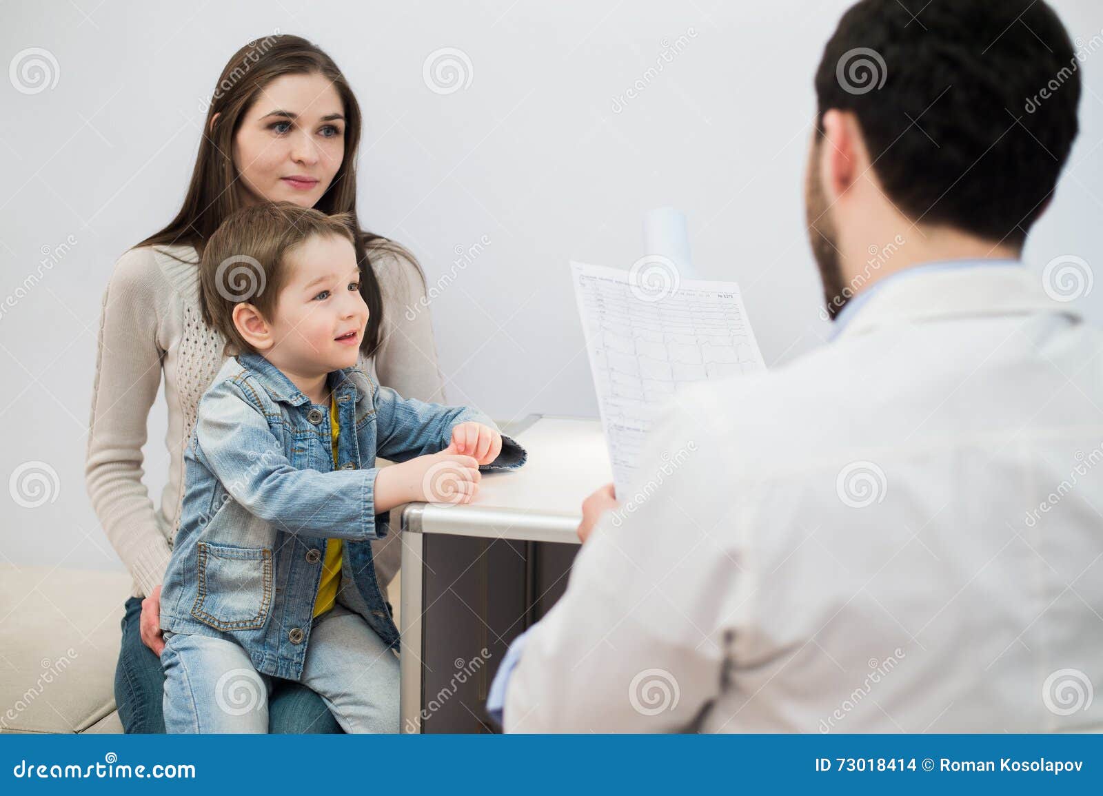 Little Boy with Mum on Control Pediatric Visit at Doctor S Office Stock ...