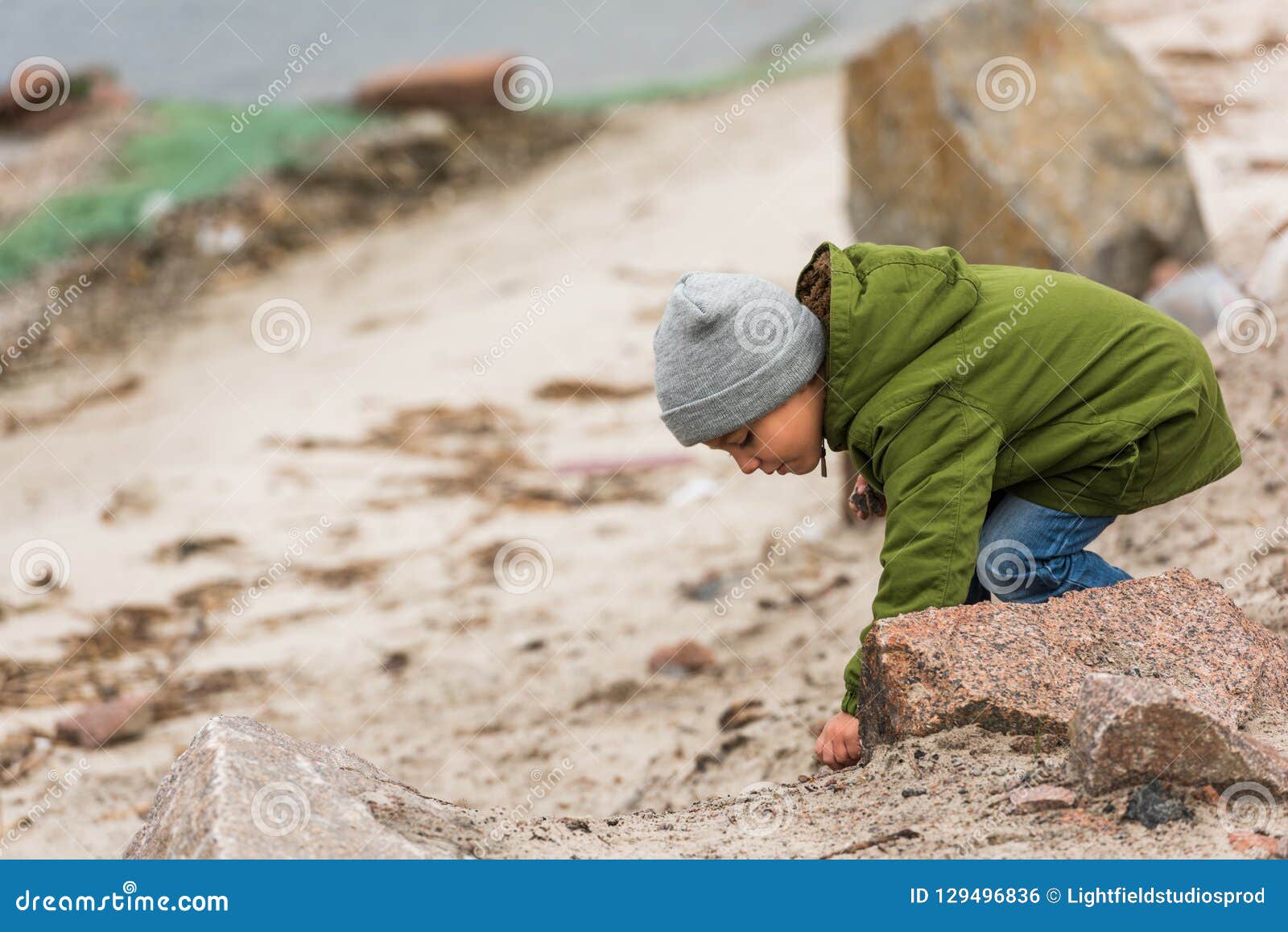 Little Boy Spending Time Alone Stock Photo - Image of nature ...