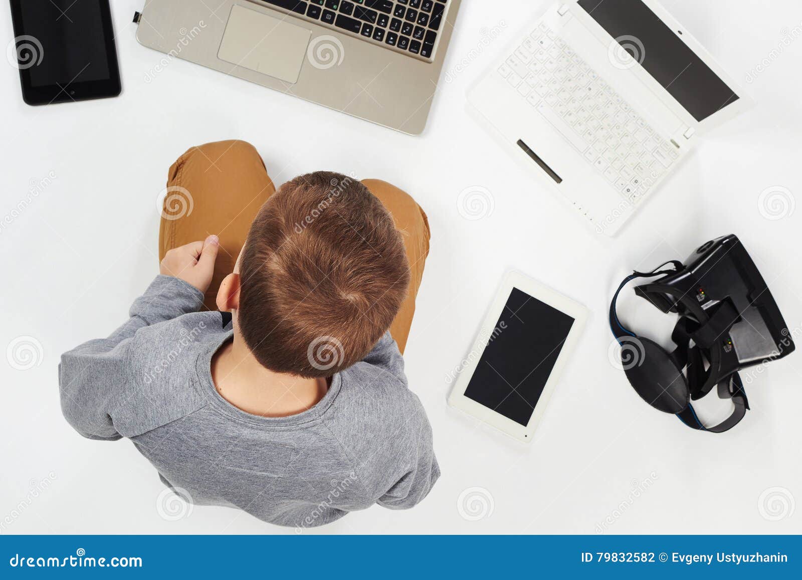 Little Boy and New Technology Stock Photo - Image of childhood, digital ...