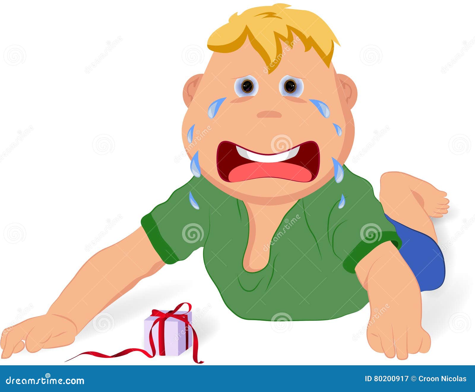 A Little Boy Not Happy with His Gift Stock Vector - Illustration of ...