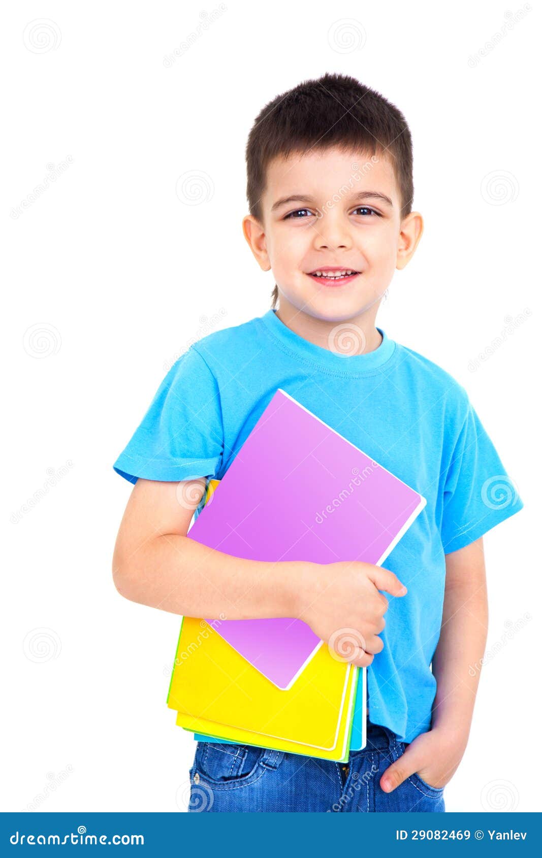 Little boy with notebooks stock image. Image of descent - 29082469
