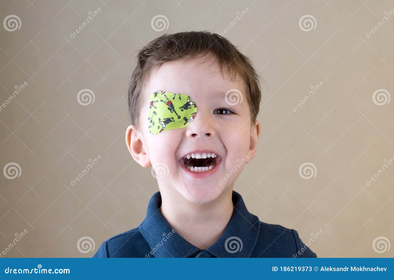 Little Boy with Okluder on the Eye Stock Image - Image of okluder ...