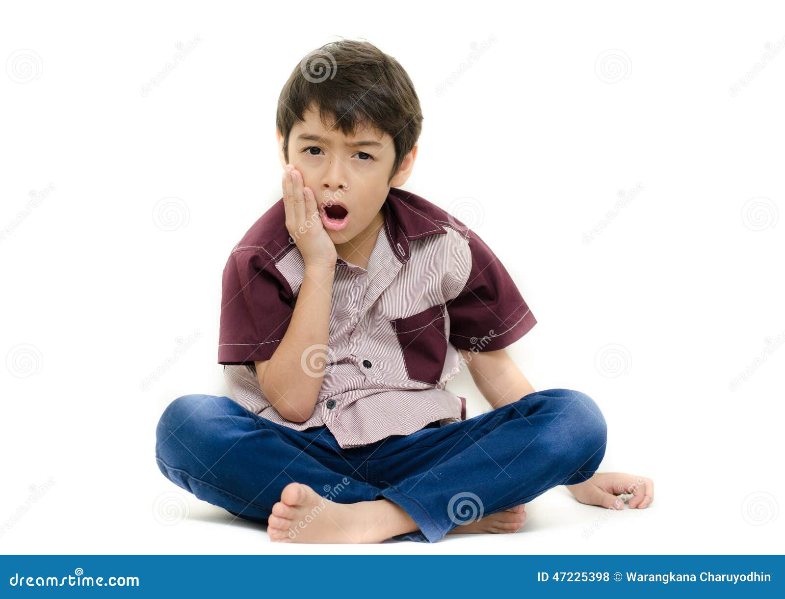 Little Boy Pain His Teeth on White Stock Photo - Image of problem ...