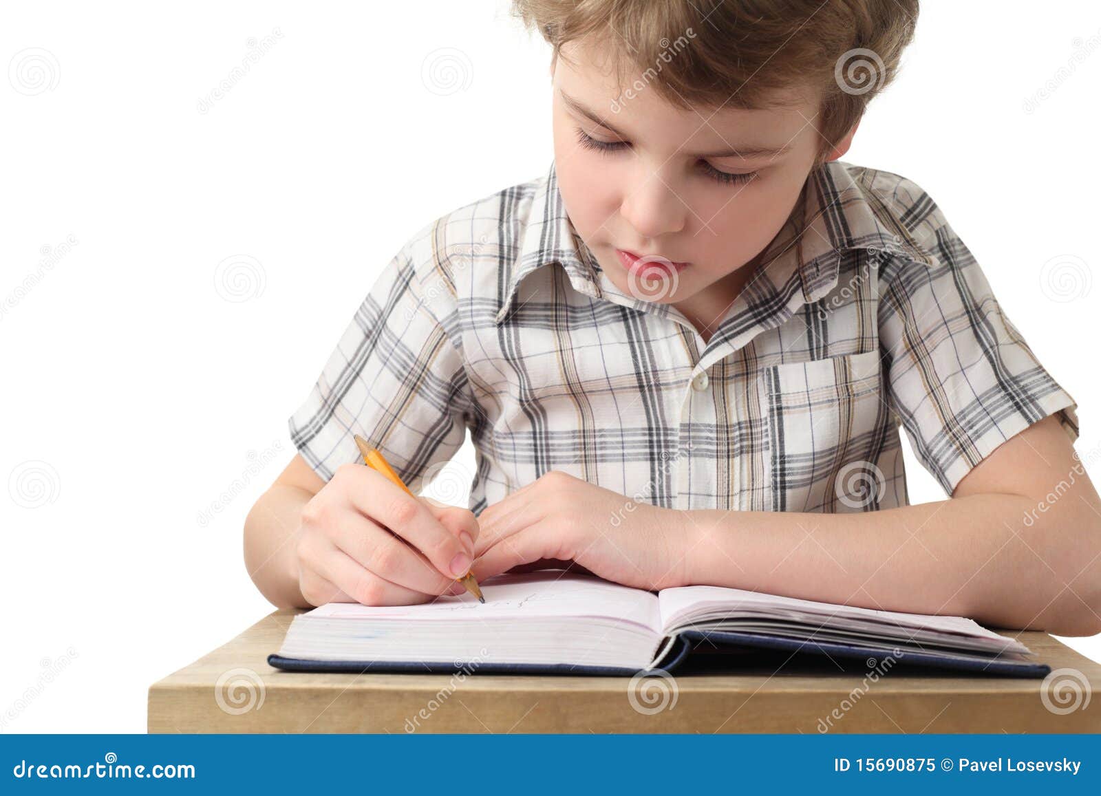 Little Boy Painting in Notebook, Half Body Stock Image - Image of ...