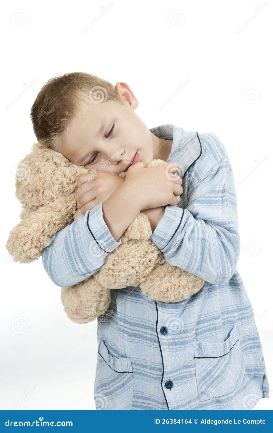 Little Boy in Pajamas with Teddy Bear Stock Photo - Image of white ...