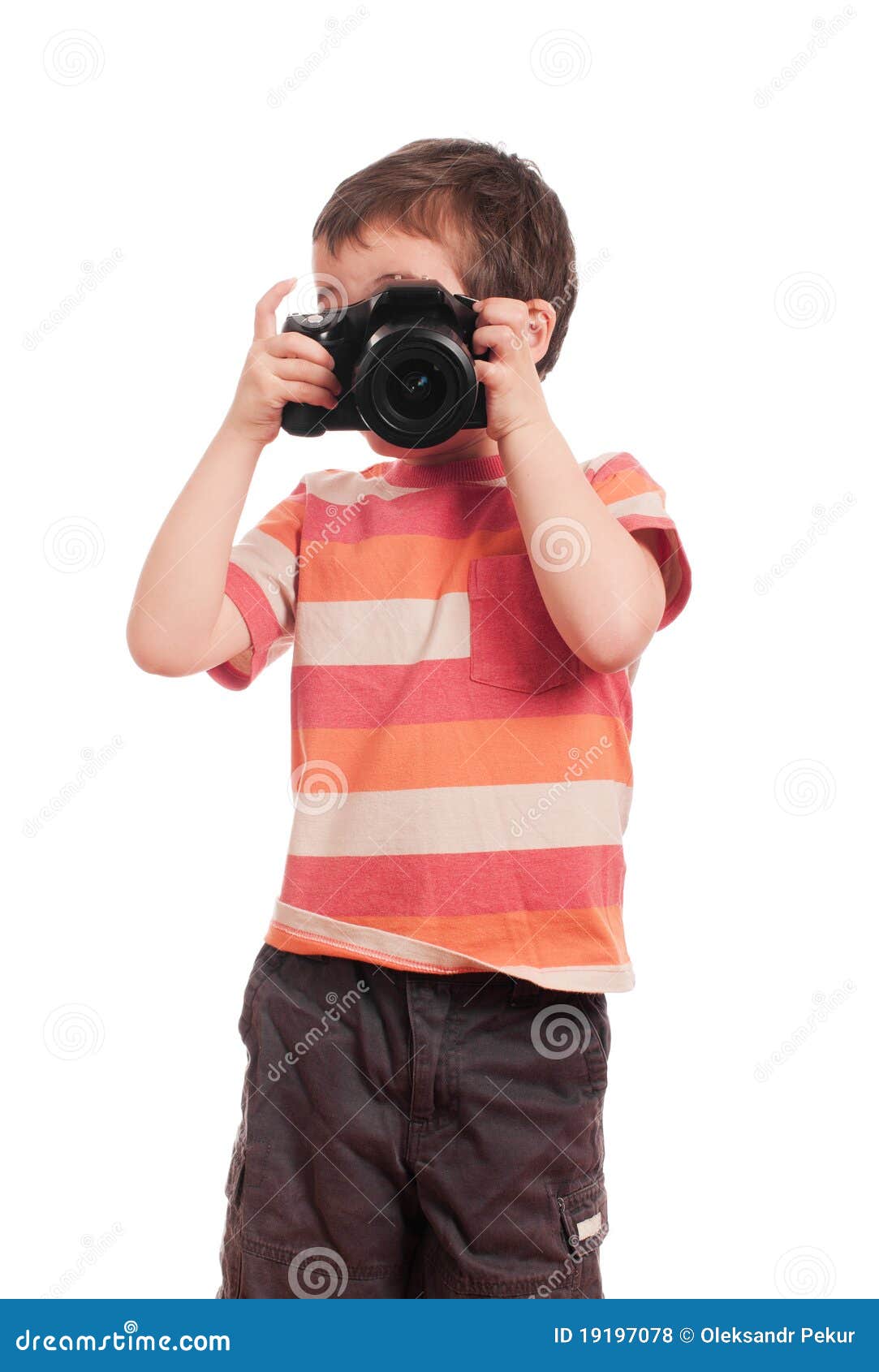 Little Boy Photographer with Slr Stock Photo - Image of camera ...