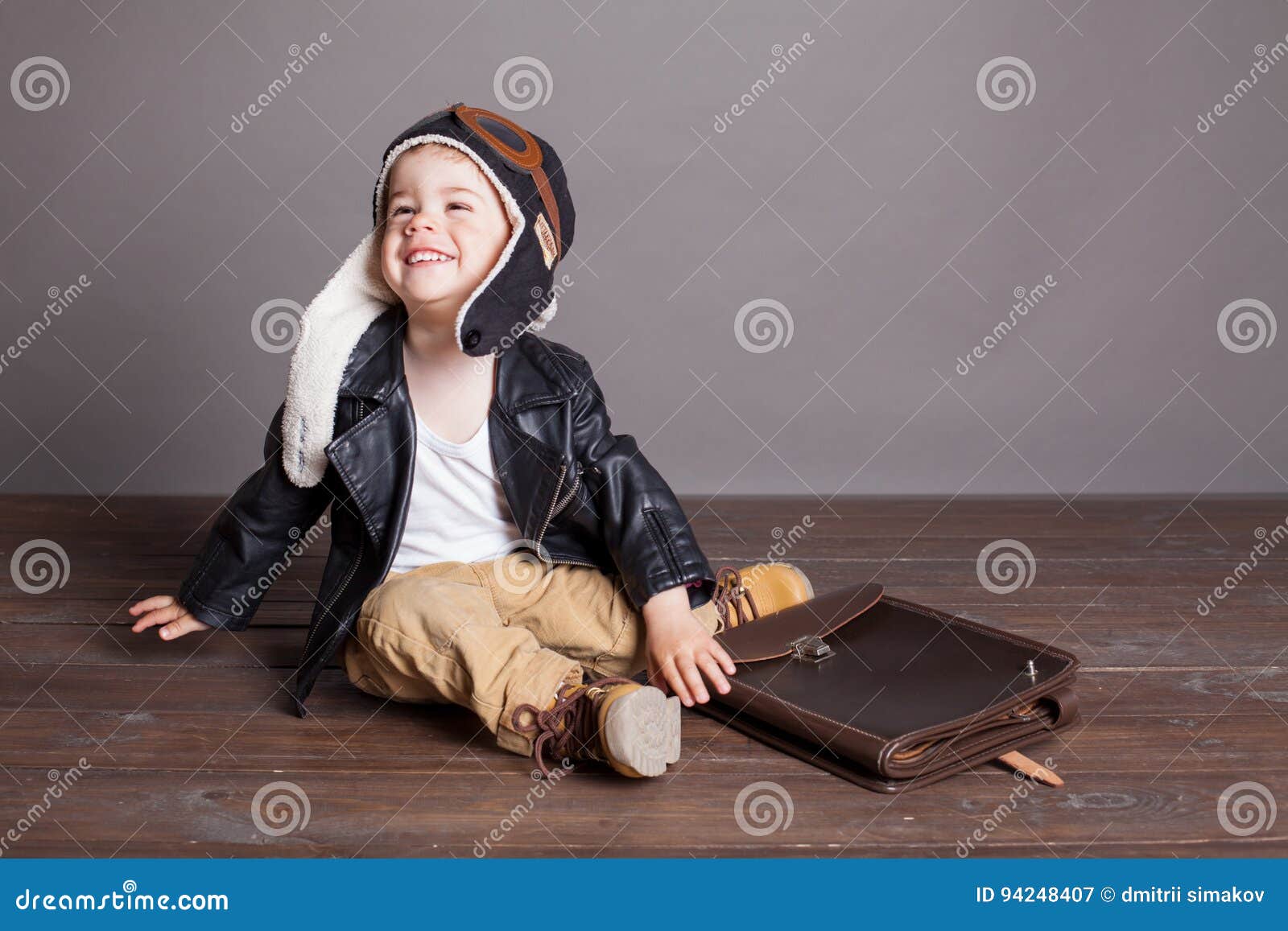 Little Boy Pilot Plays in Airplanes Stock Image - Image of airplane ...