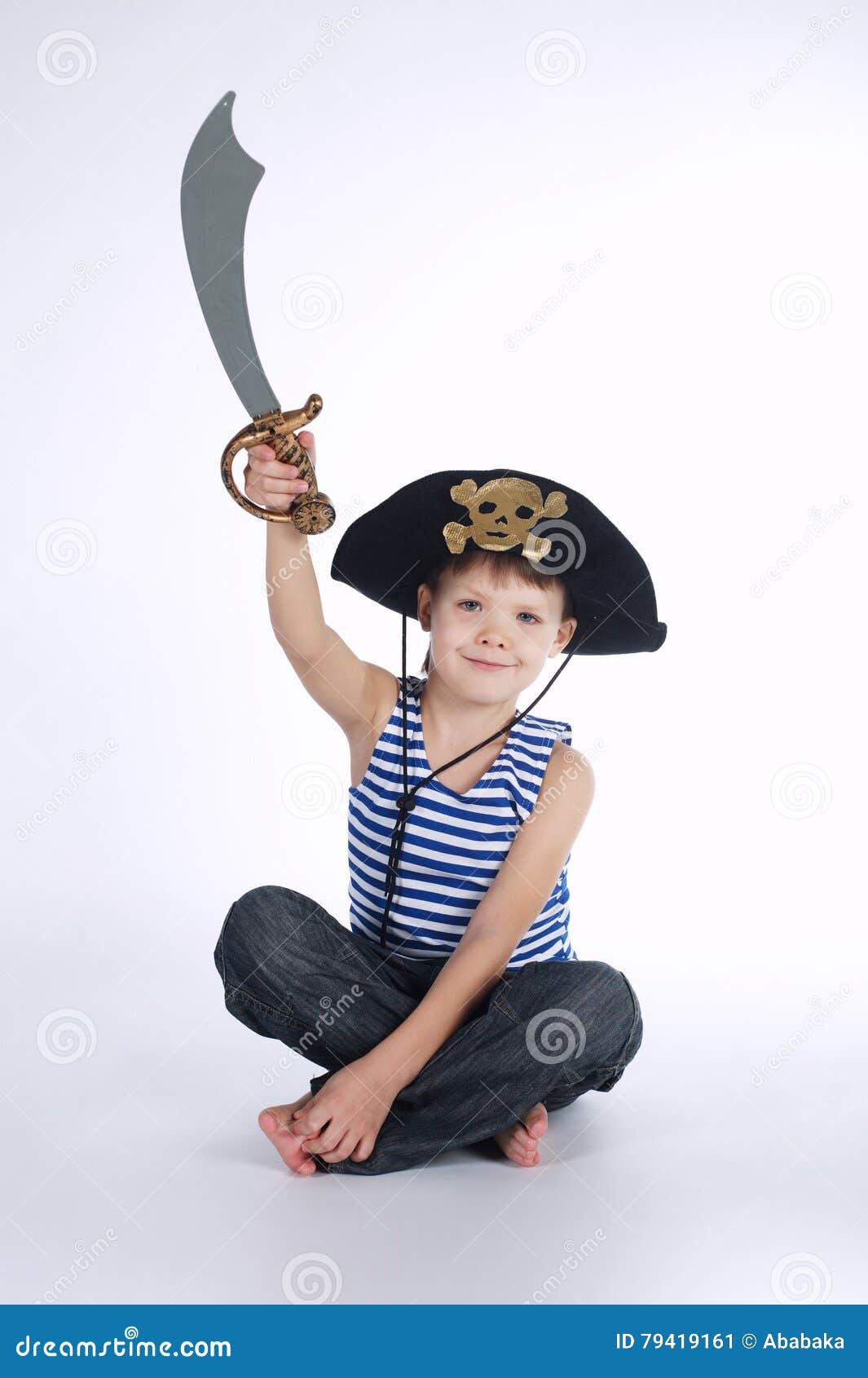 Little Boy in Pirate Costume on White Stock Image - Image of holiday ...