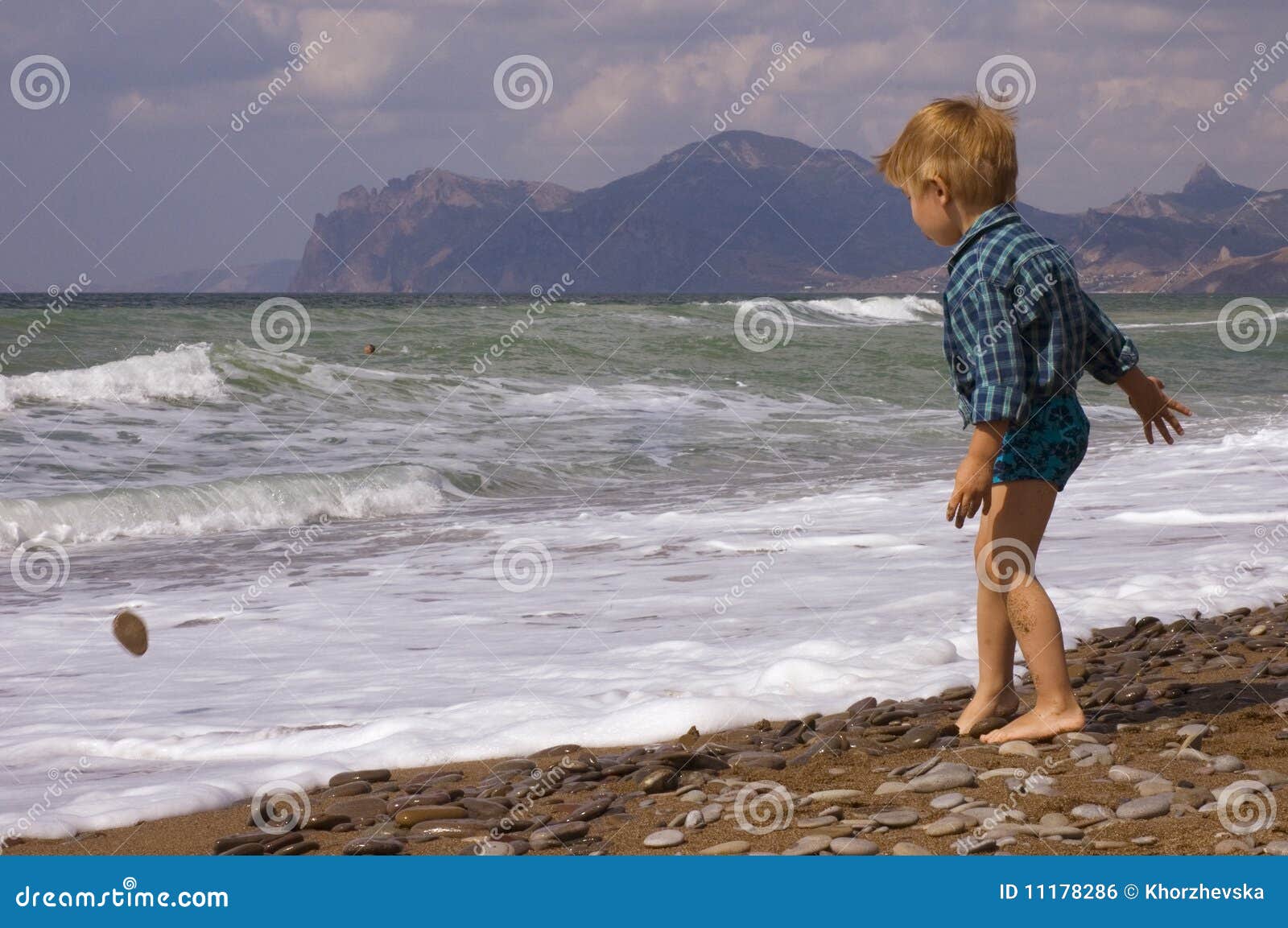 Little Boy Play on the Beach Stock Photo - Image of active, accessory ...