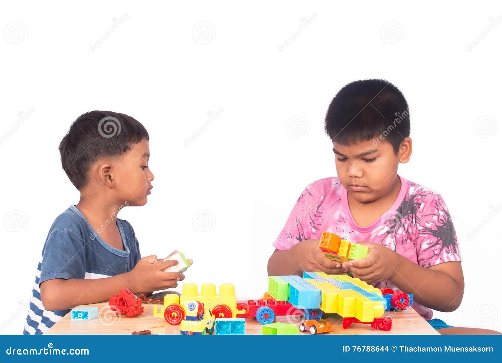 Little Boy Play Building Brick Stock Photo - Image of making, brother ...