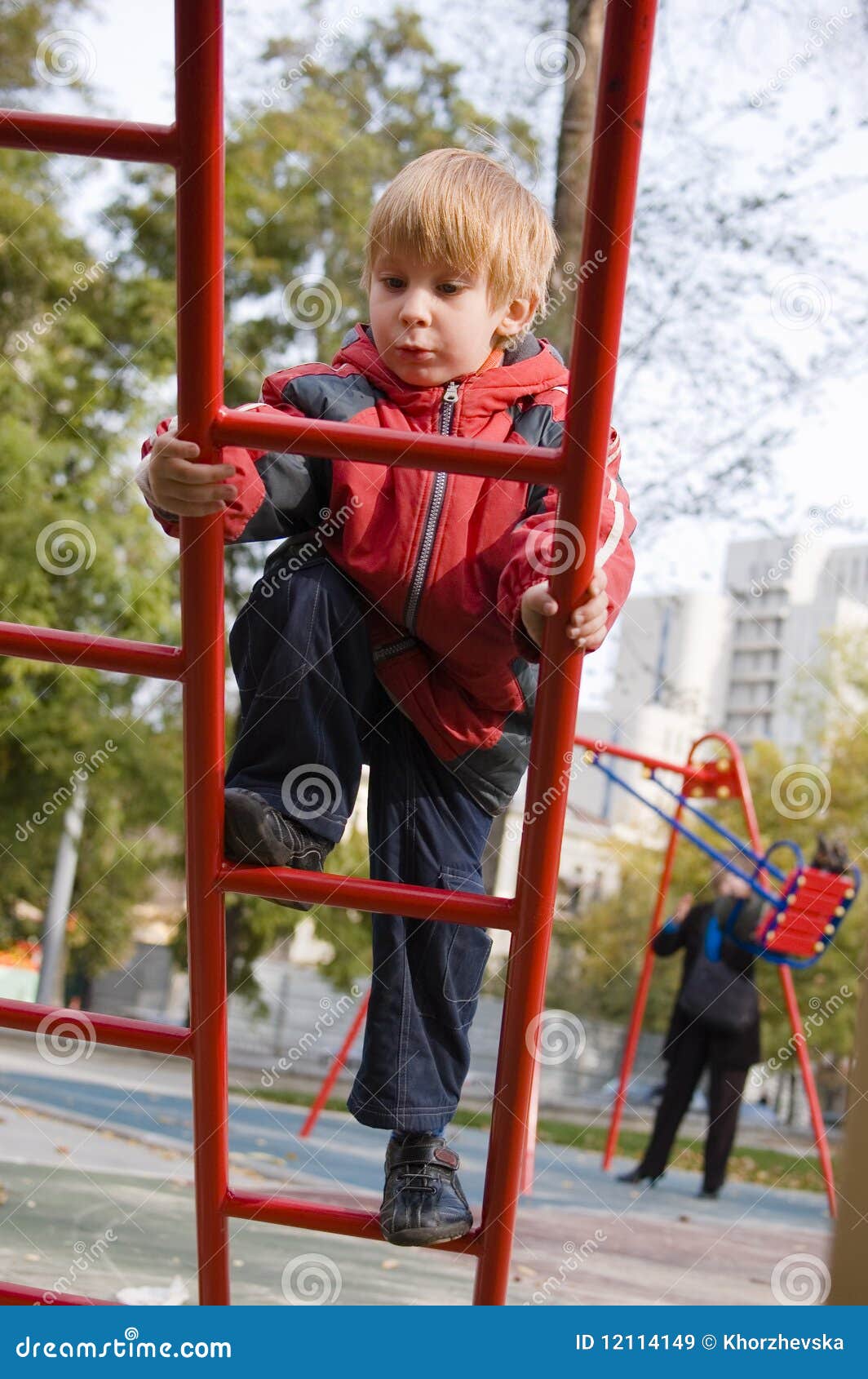 Little Boy Play on Playground Stock Image - Image of upstairs ...