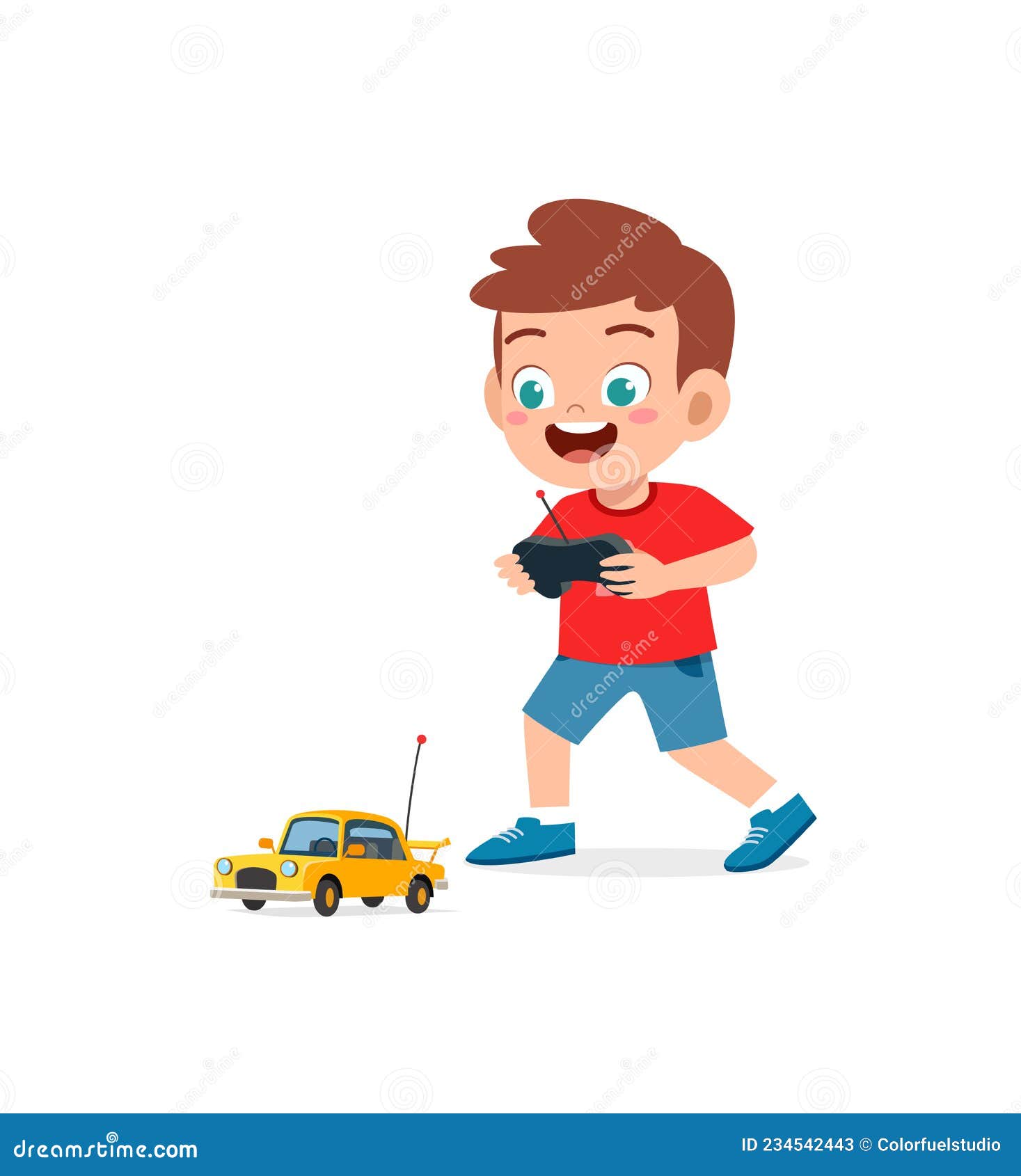 Little Boy Play with Remote Control Toy Car Stock Vector - Illustration ...