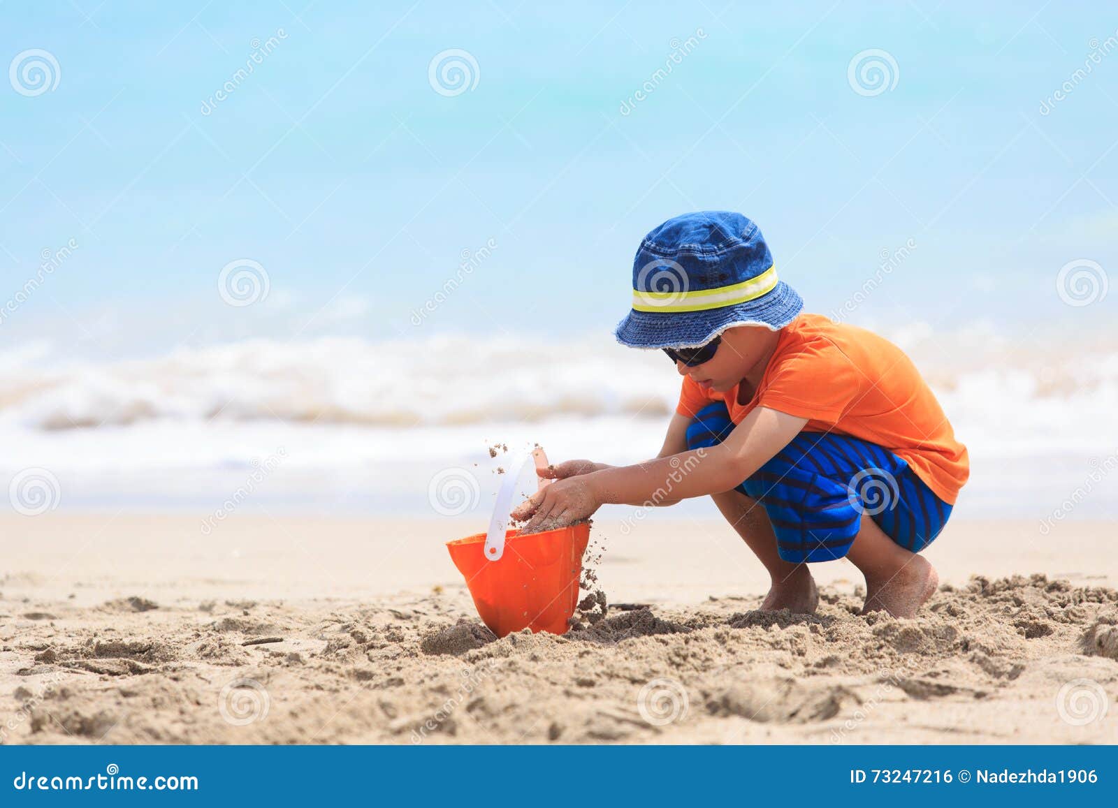 Little Boy Play with Sand on Beach Stock Photo - Image of care, enjoy ...