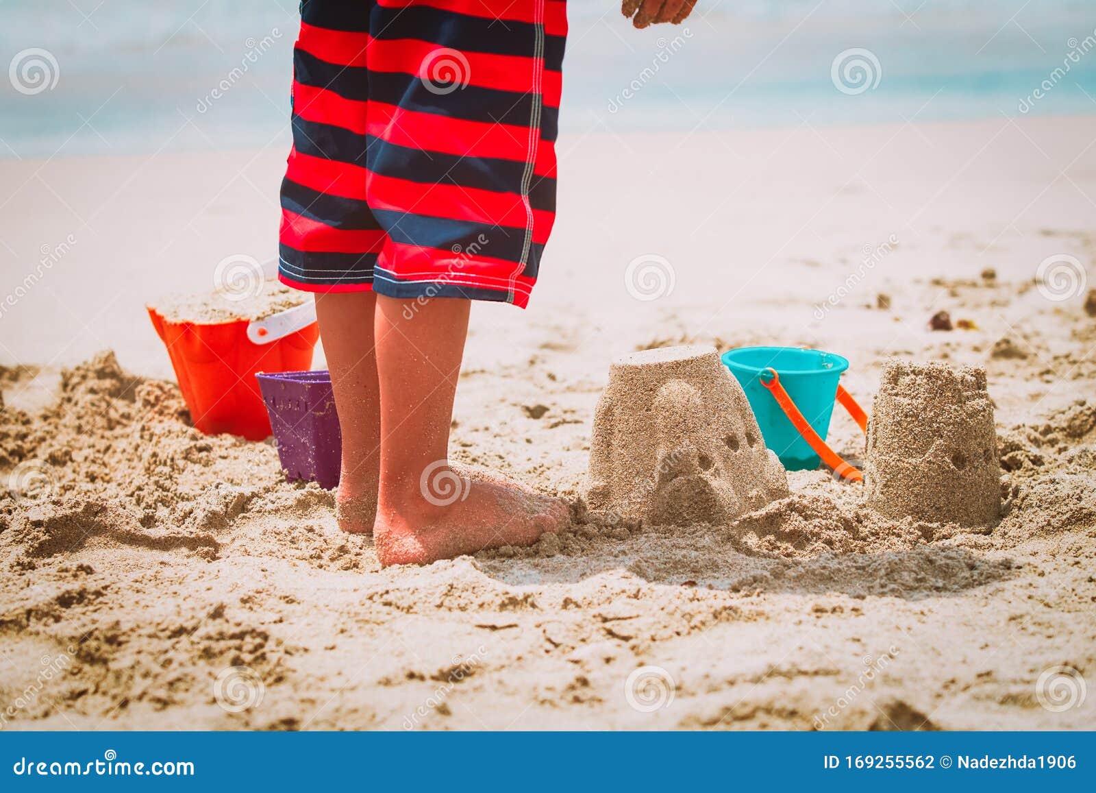 Little Boy Play with Sand on Beach Stock Photo - Image of game, travel ...