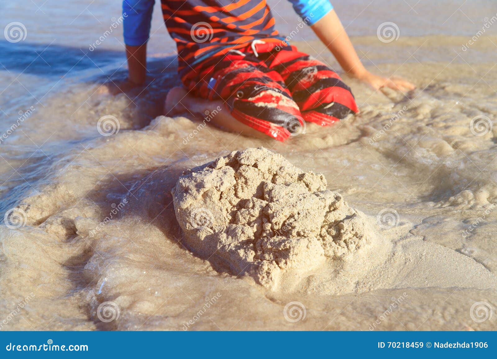 Little Boy Play with Sand on Beach Stock Image - Image of castle, beach ...