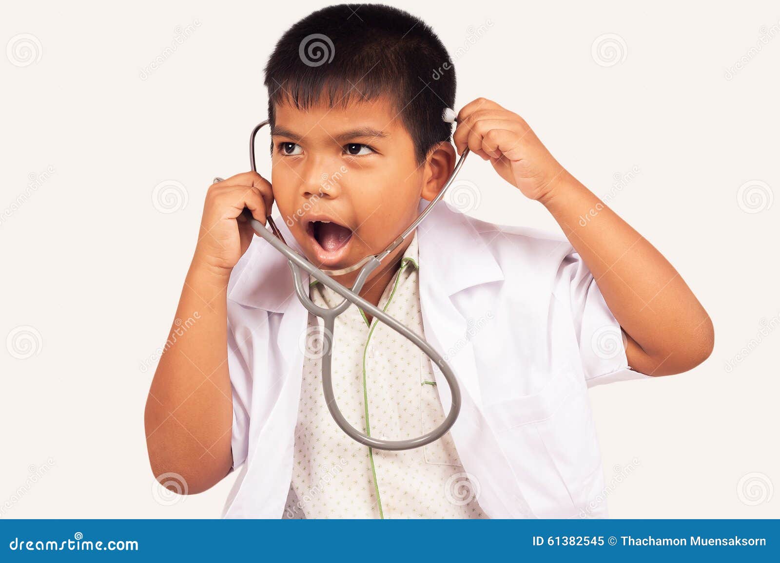 Little Boy Play Stethoscope Stock Image - Image of child, small: 61382545