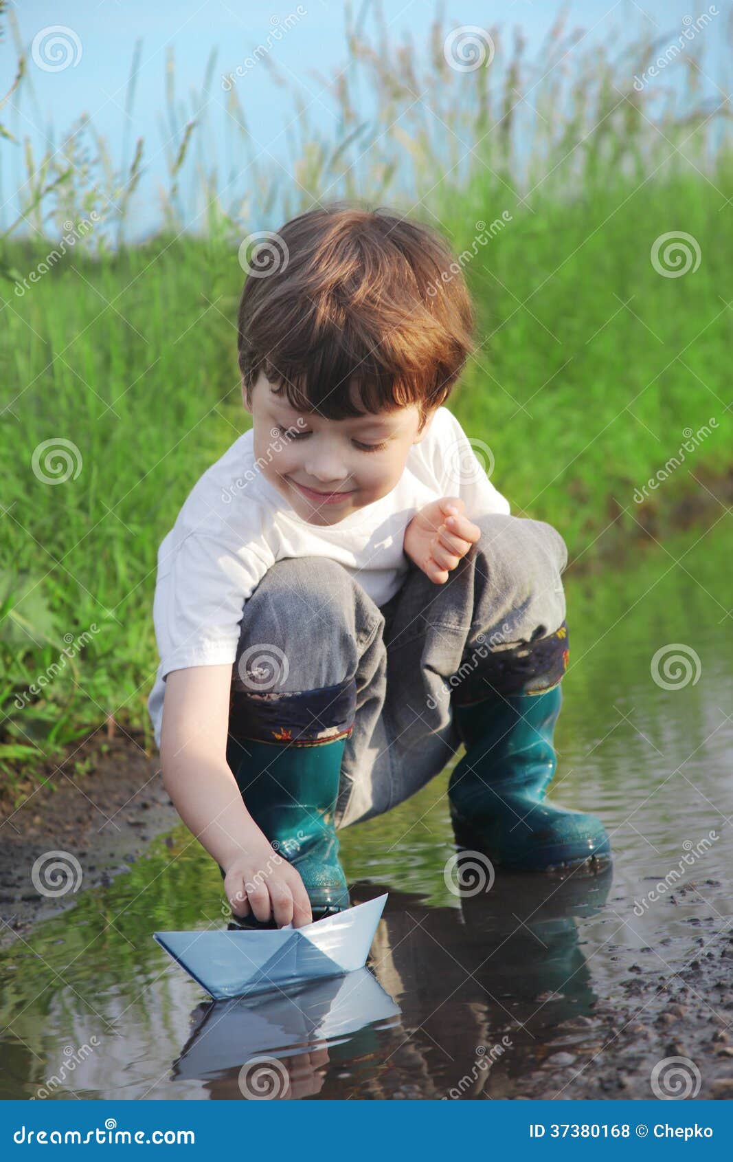 Little boy play in water stock photo. Image of happiness - 37380168