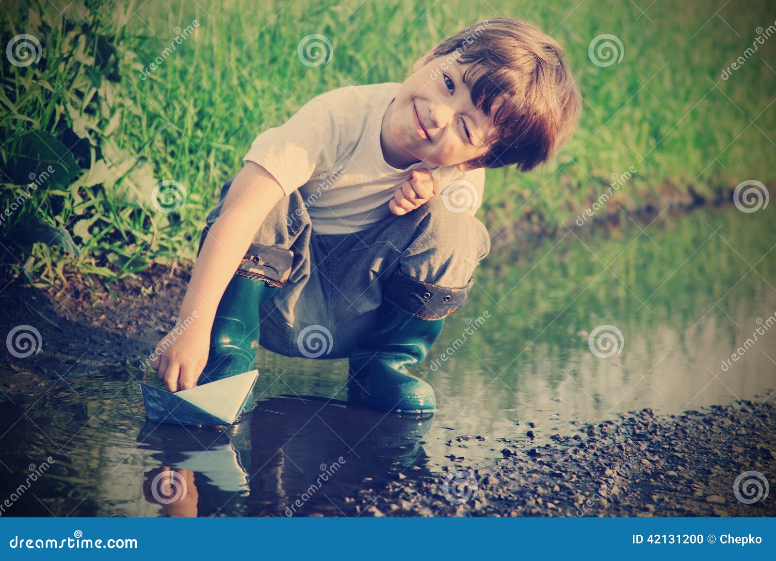Little boy play in water stock photo. Image of little - 42131200