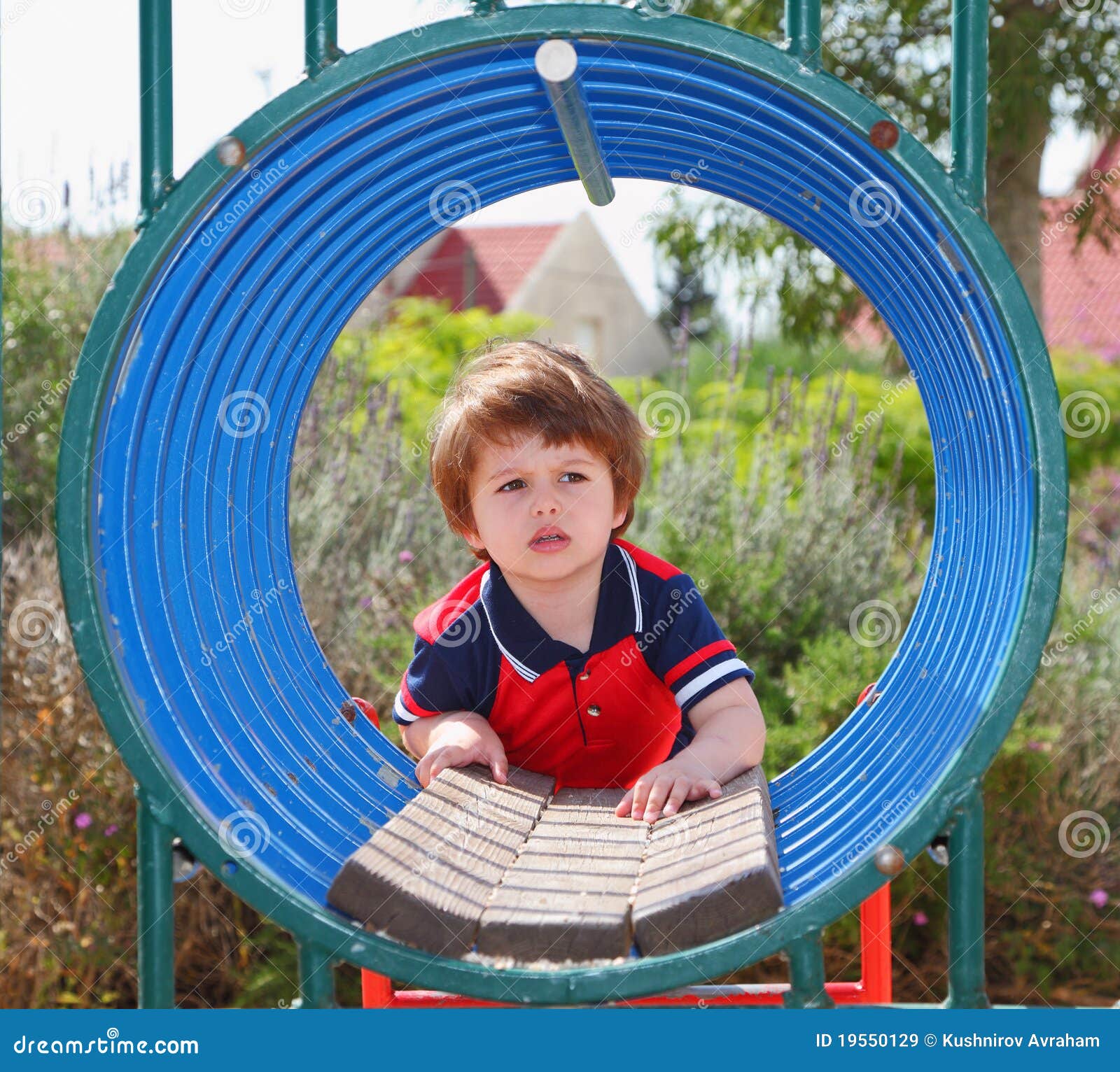 Little Boy on the Playground Stock Image - Image of blond, outdoors ...