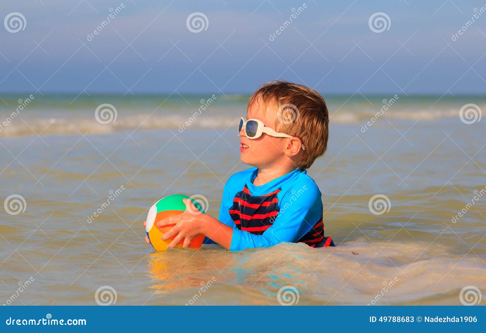 Little Boy Playing Ball on the Beach Stock Image - Image of summer ...