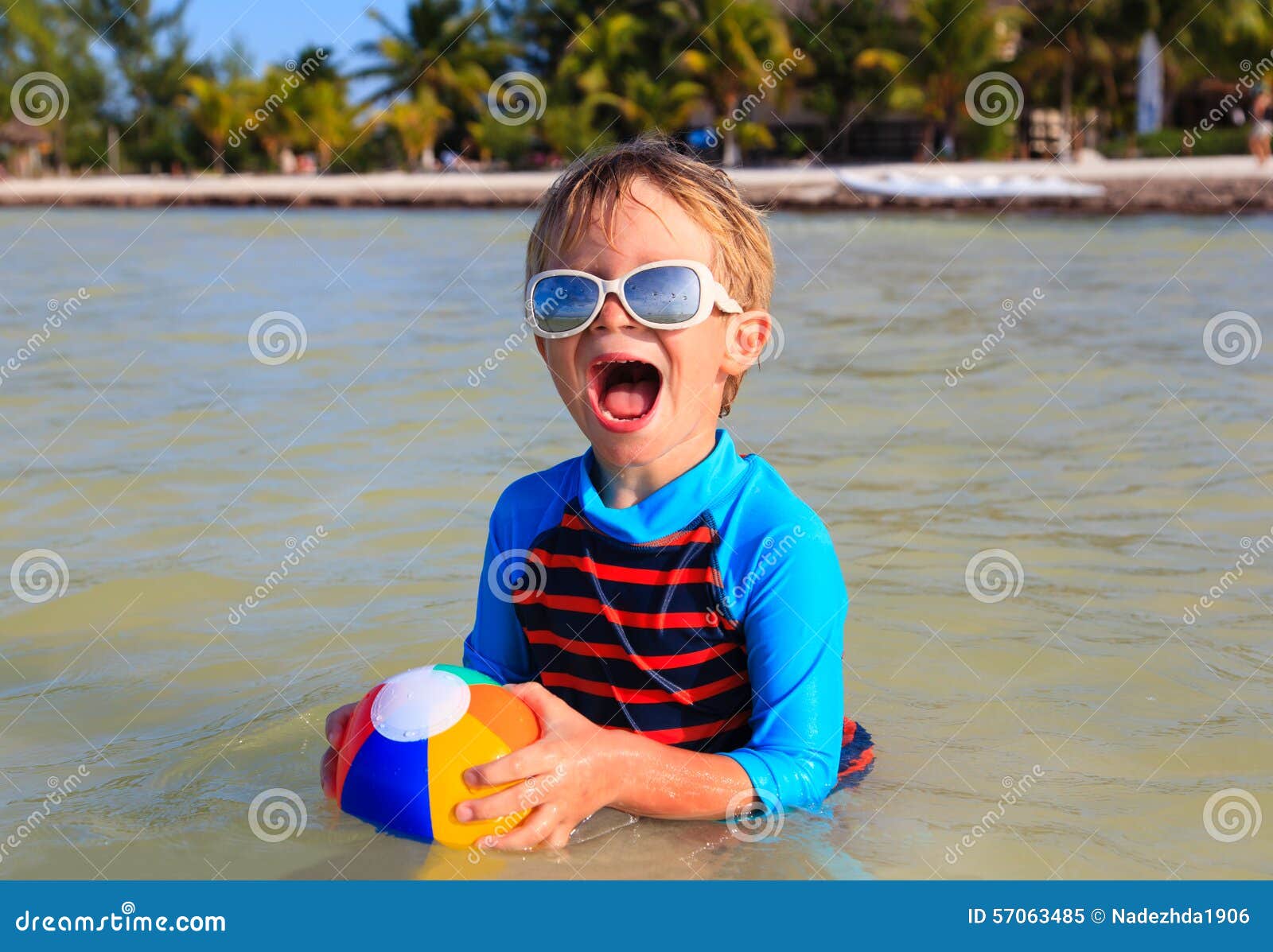Little Boy Playing Ball on Beach Stock Image - Image of child, play ...
