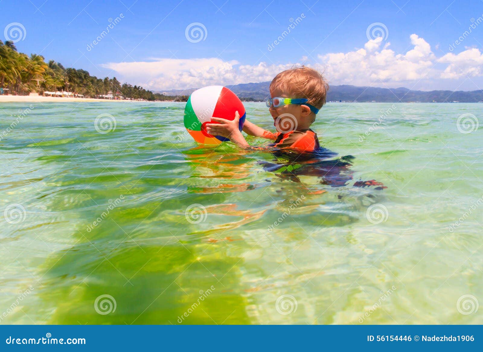 Little Boy Playing Ball on Beach Stock Photo - Image of relax, leisure ...