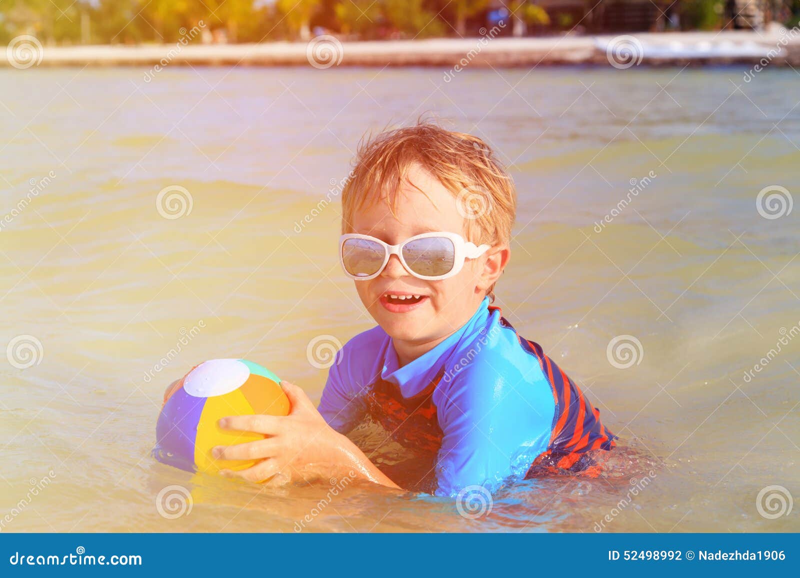Little Boy Playing Ball on Summer Beach Stock Photo - Image of concept ...