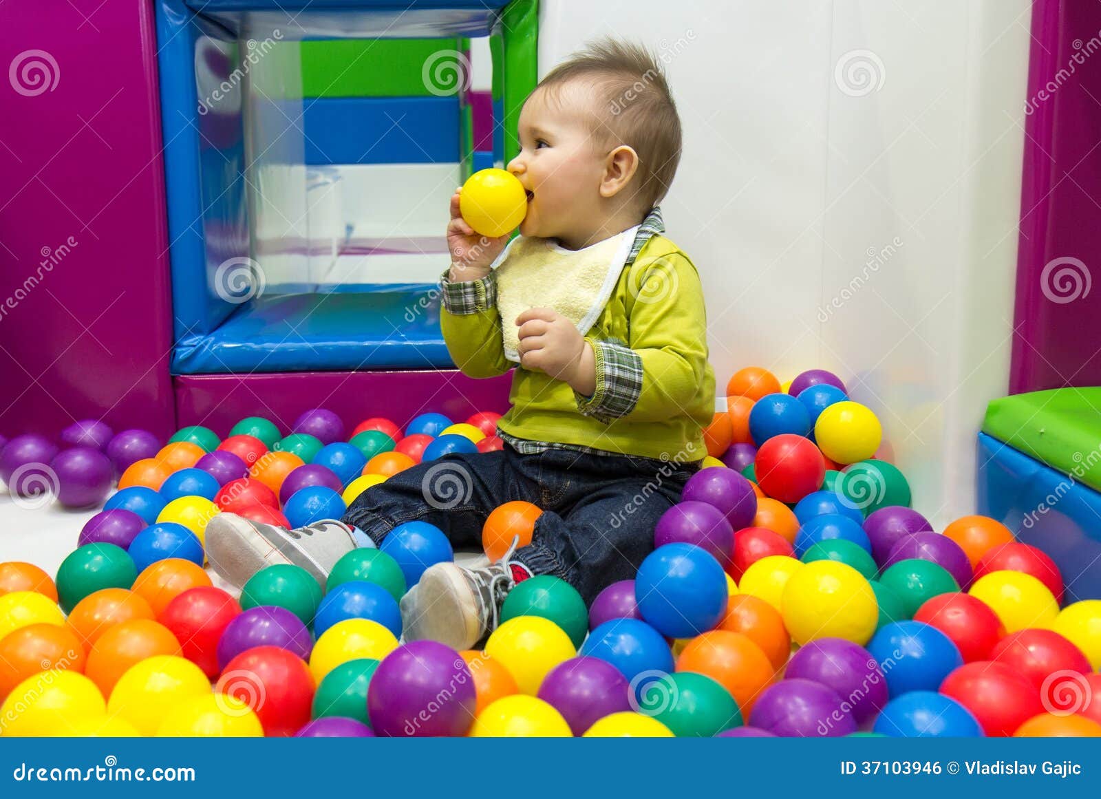 Little Boy Playing with Balls Stock Photo - Image of caucasian, child ...