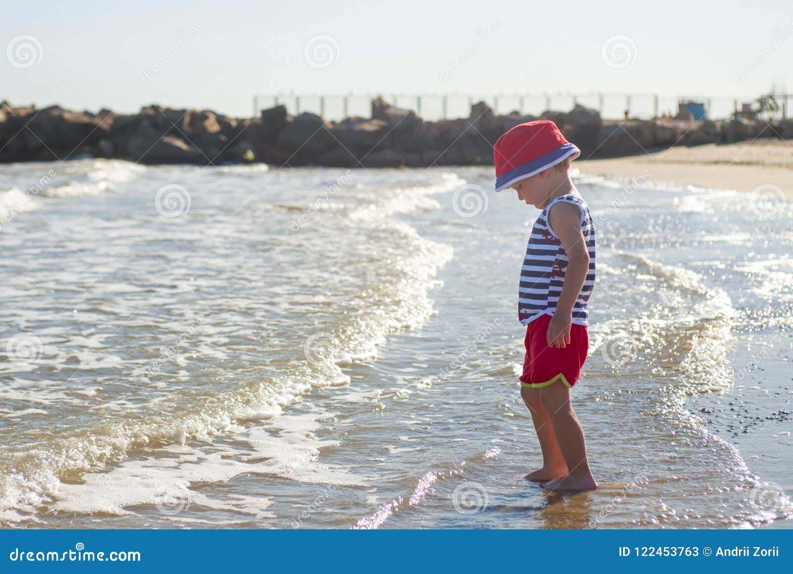 Little Boy Playing on the Beach. Stock Image - Image of caucasian ...