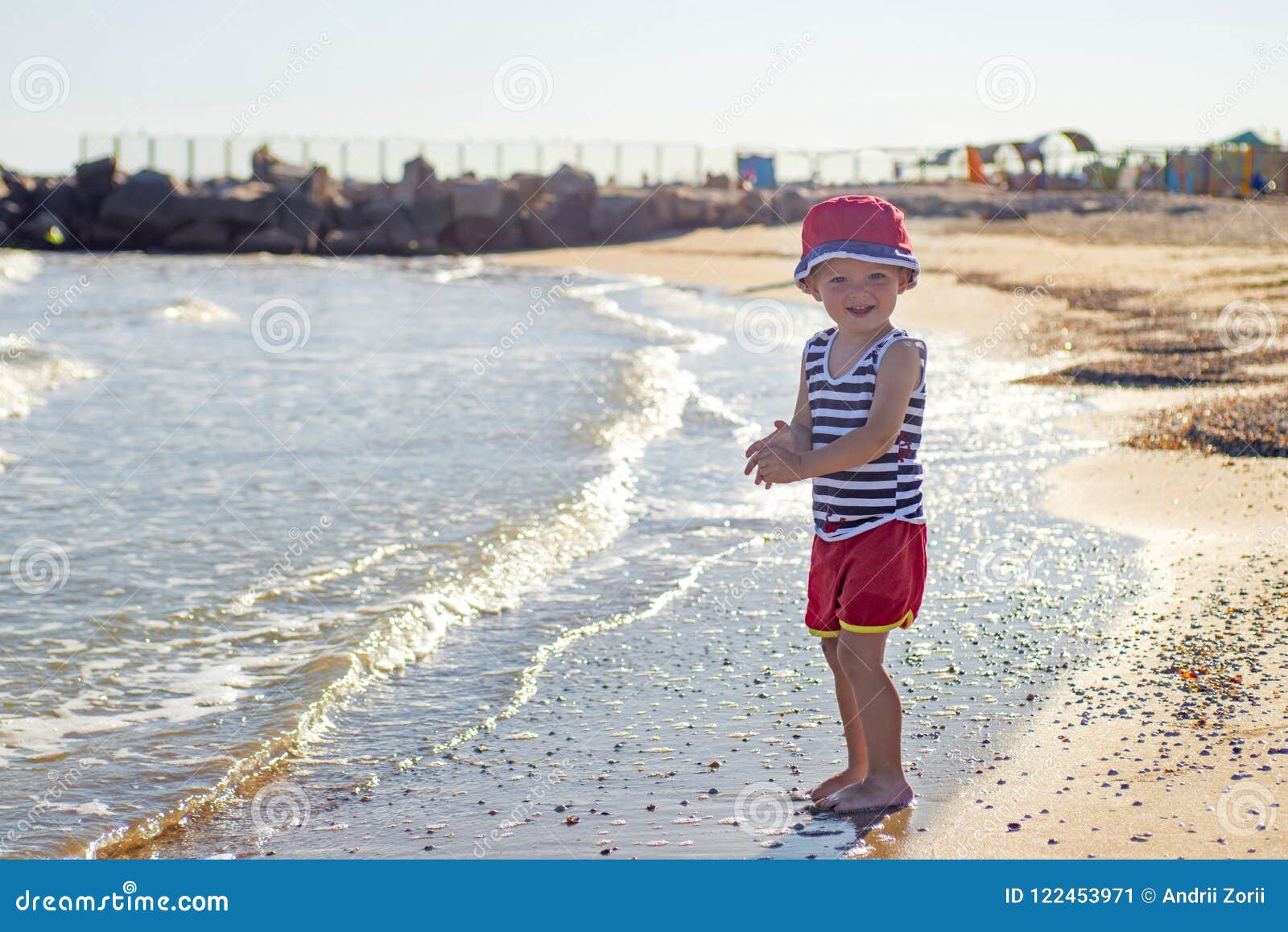 Little Boy Playing on the Beach. Stock Image - Image of recreation ...