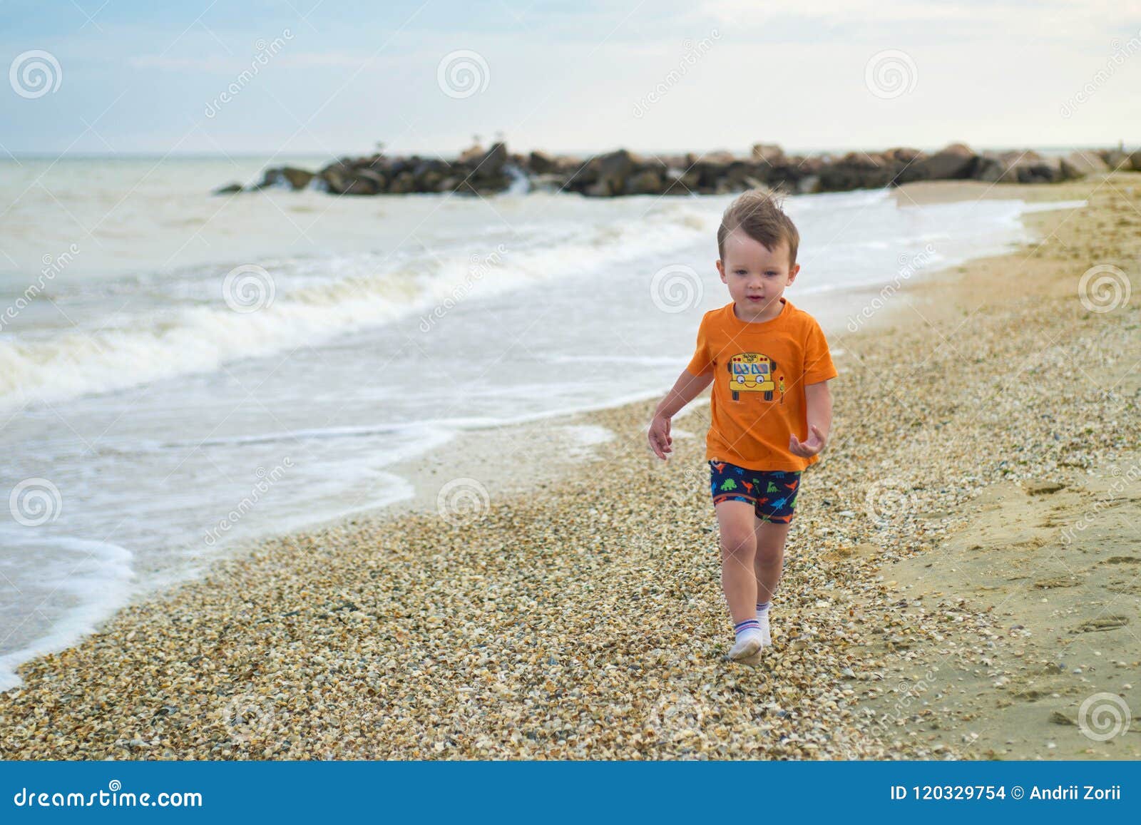 Little Boy Playing on the Beach. Stock Photo - Image of cute, leisure ...