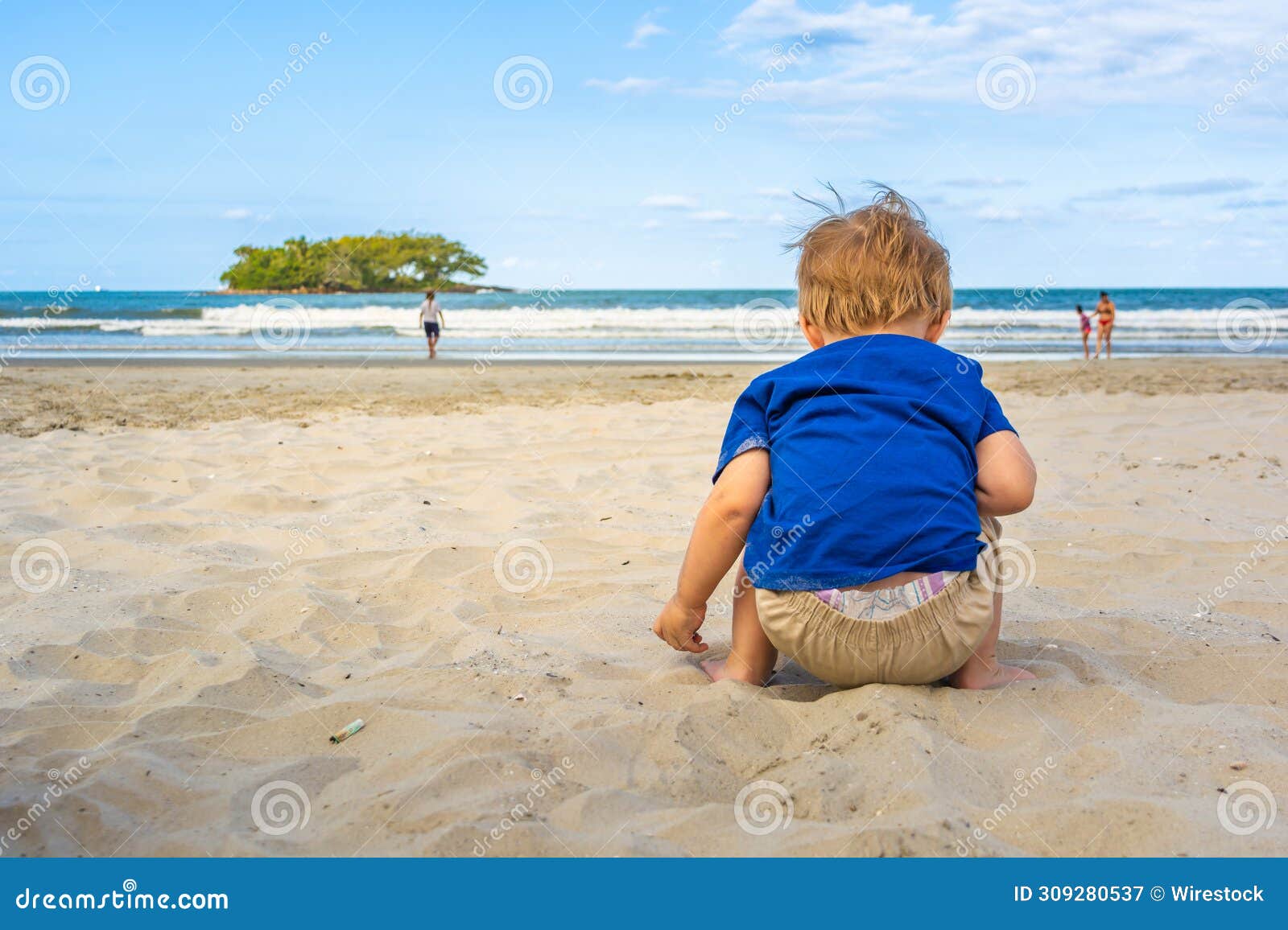 Little Boy Playing in the Beach Sand Stock Image - Image of water ...