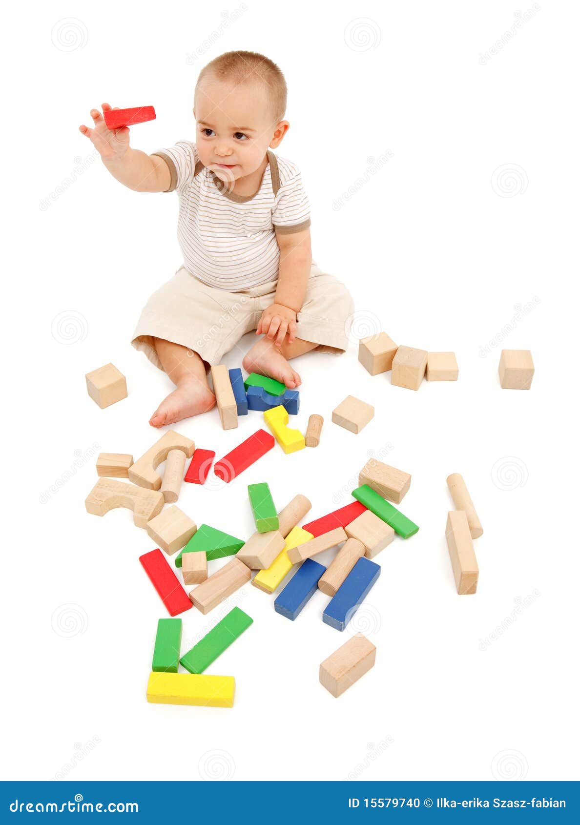 Little Boy Playing with Blocks Stock Photo - Image of barefoot, blocks ...