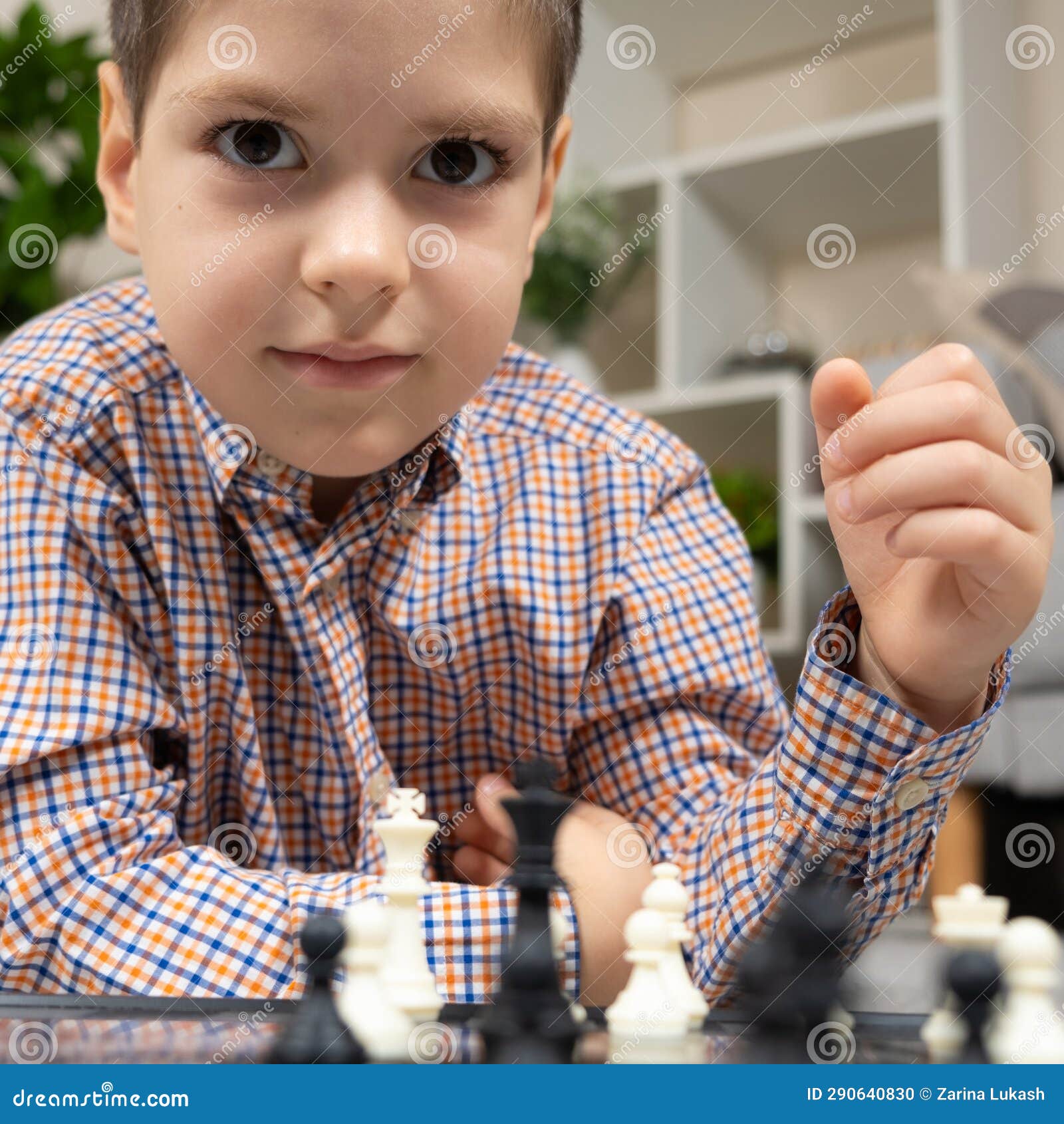 Little Boy Playing Chess. Board Games for Children Stock Photo - Image ...